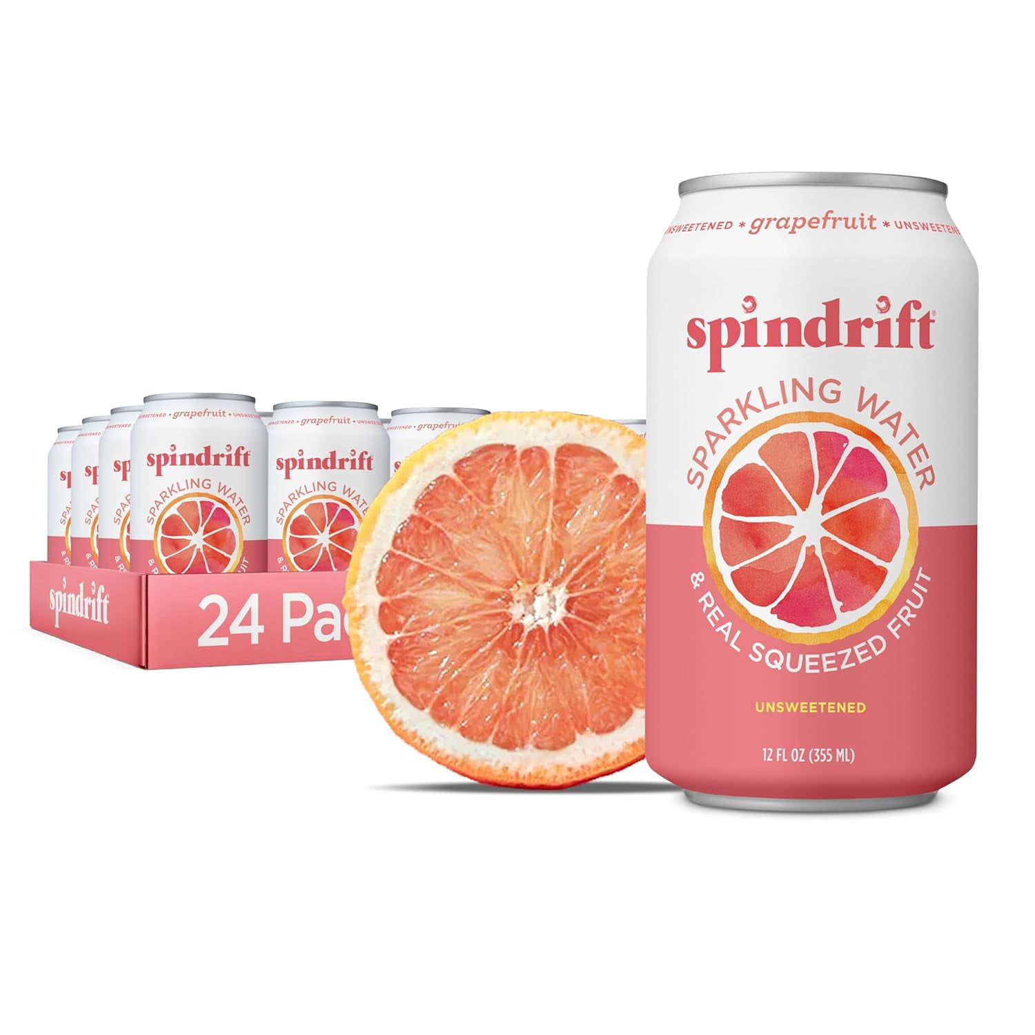 Sparkling Water, Grapefruit Flavored, Made with Real Squeezed Fruit, (Only 15 Calories per Can ...