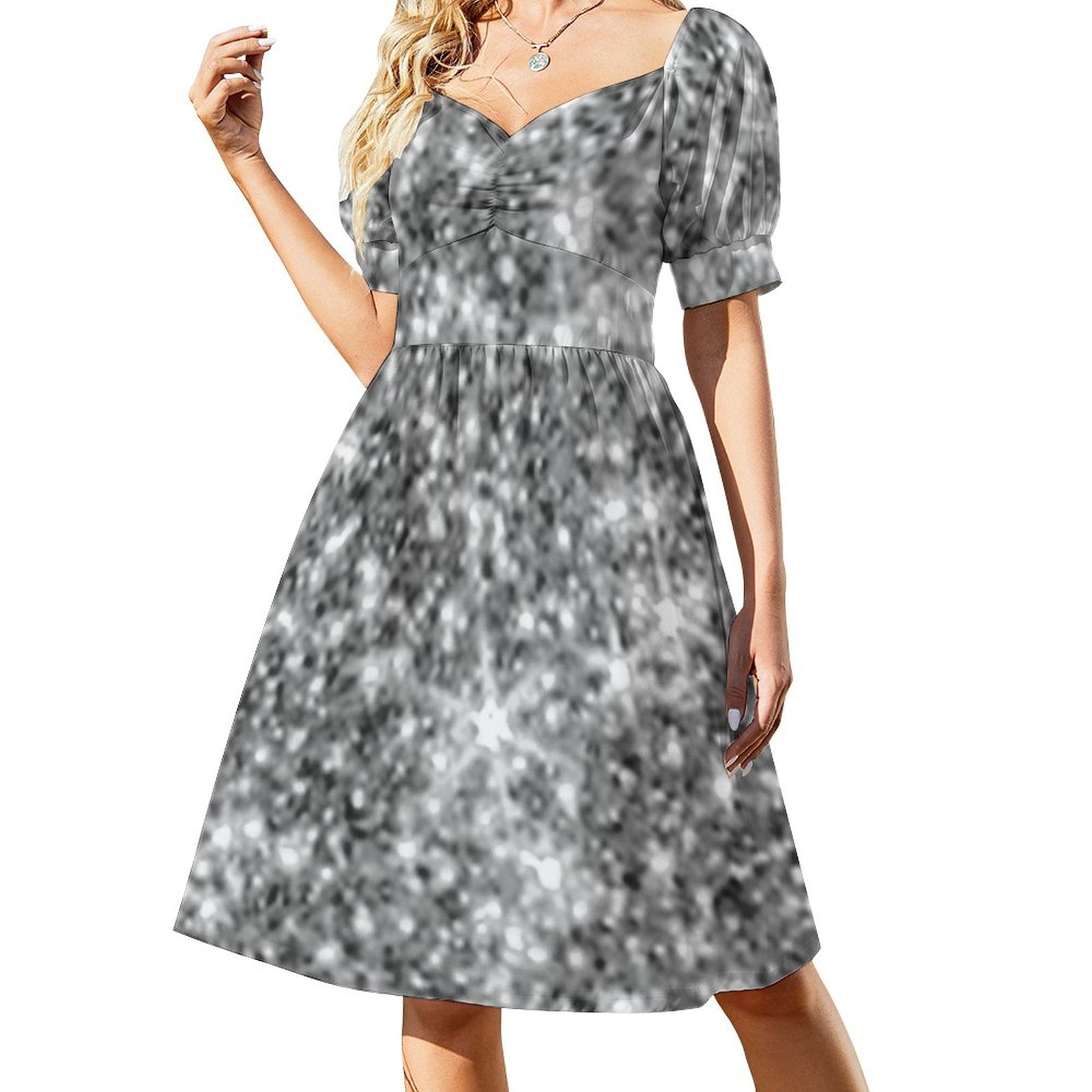 Sparkling glitter stars dark silver Sleeveless Dress Women dresses ...