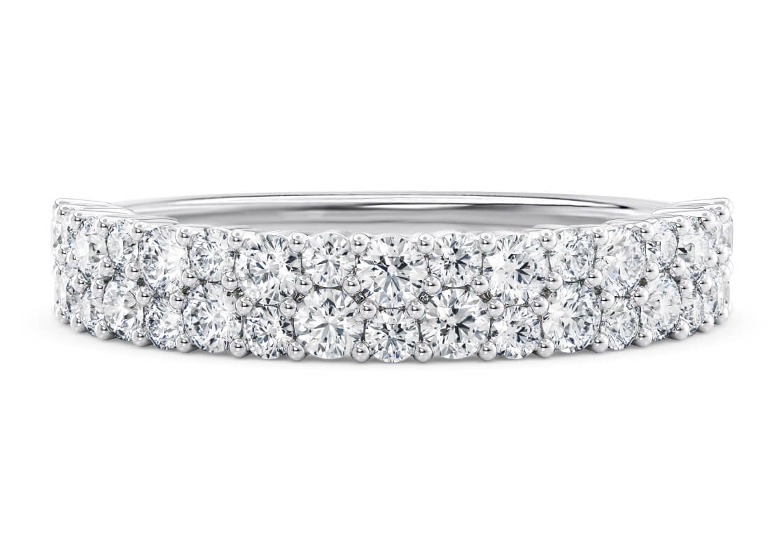 SparklingSplendor Half Eternity Double Row Diamond Wedding Stackable ...