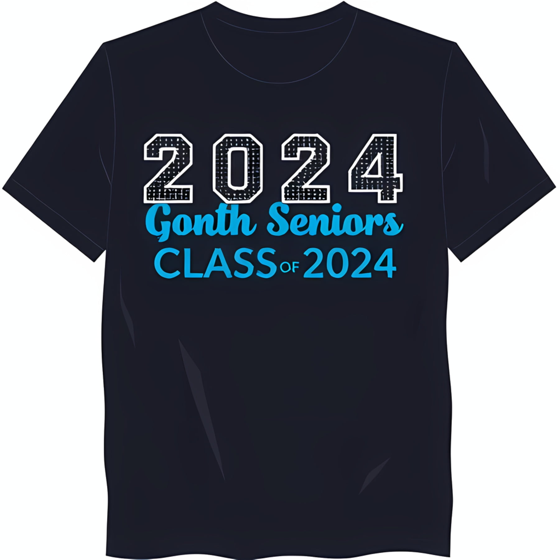 Sparkly 2024 Black T-Shirt for Gonth Seniors Bold Class of 2024 Design ...