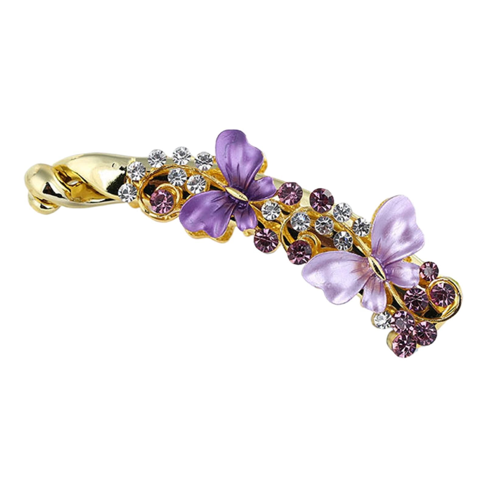 Sparkly Banana Hair Clips For Women Girls Cute Butterfly Clincher Combs ...