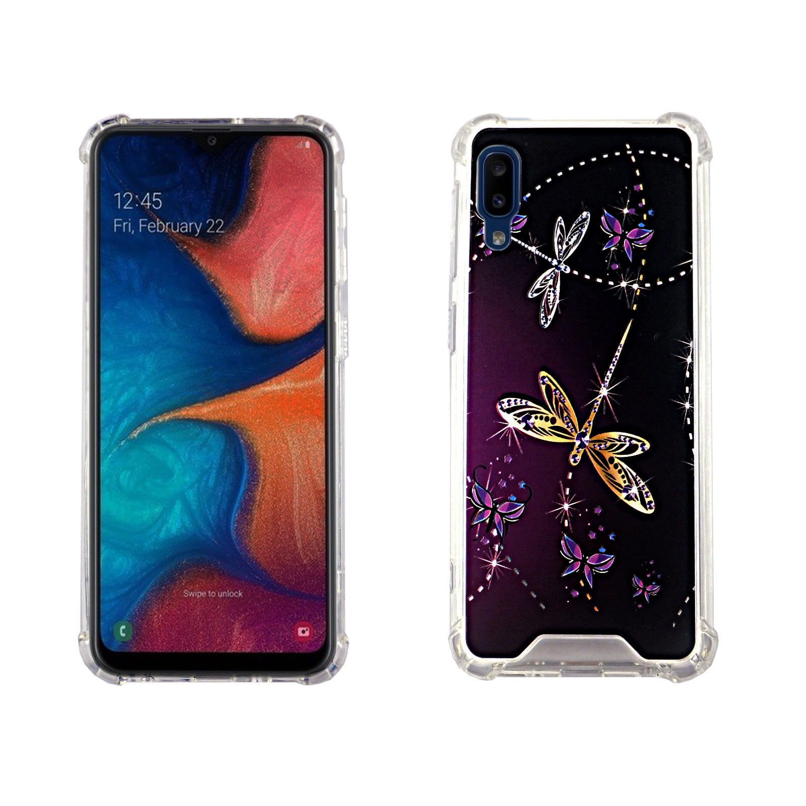 Sparkly Butterfly Case for Samsung Galaxy A10e 5.83'' 4 Cushion Corners ...