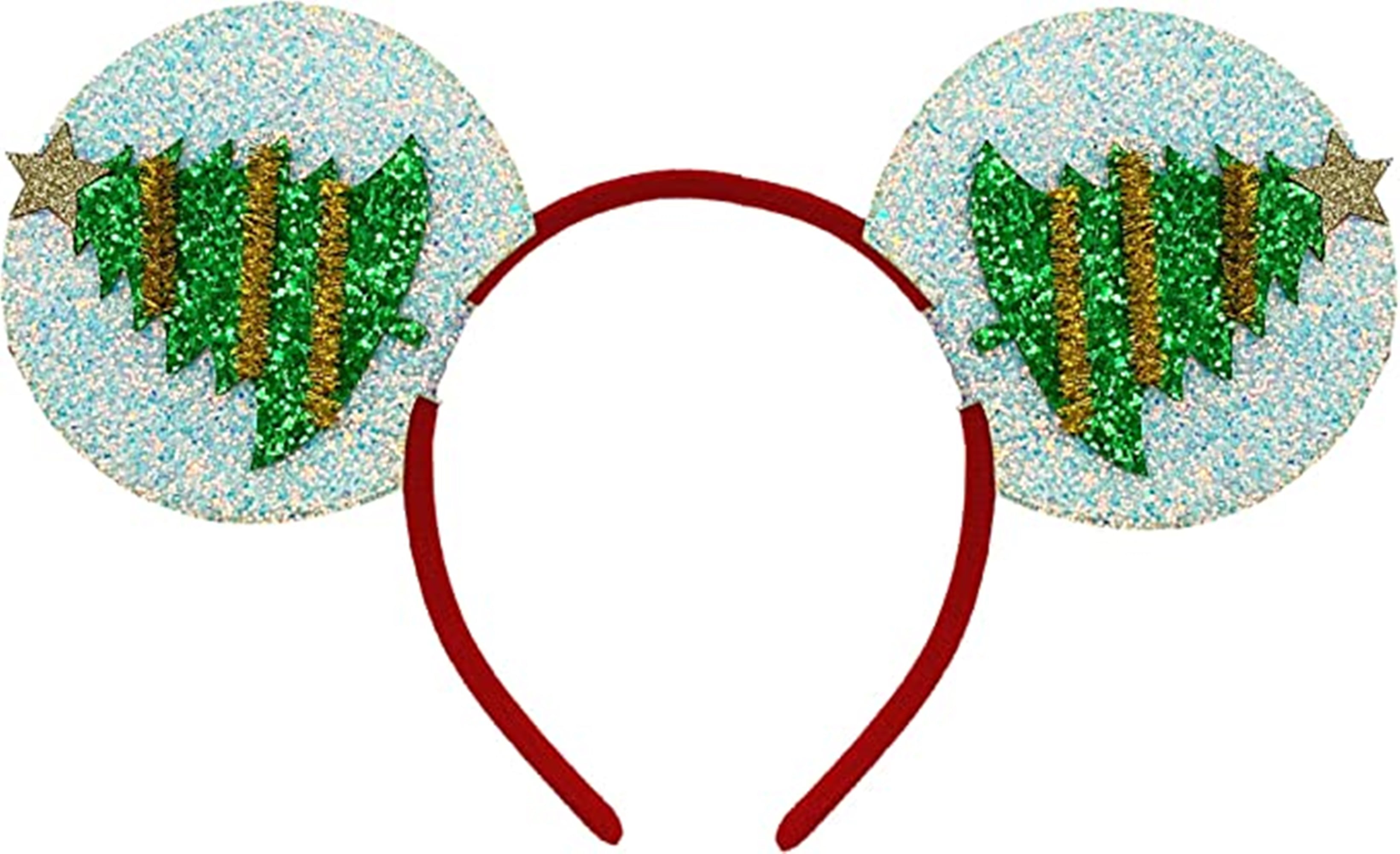 Sparkly Christmas Tree Mouse Ear Headband, 2022 Sequin Festive Holiday ...