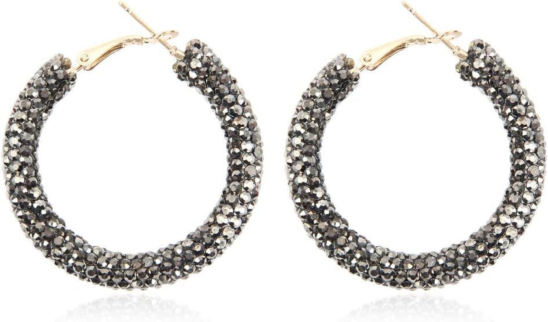 Sparkly Cubic Jewel Geometric Statement Hoop Earrings - Bling Crystal ...