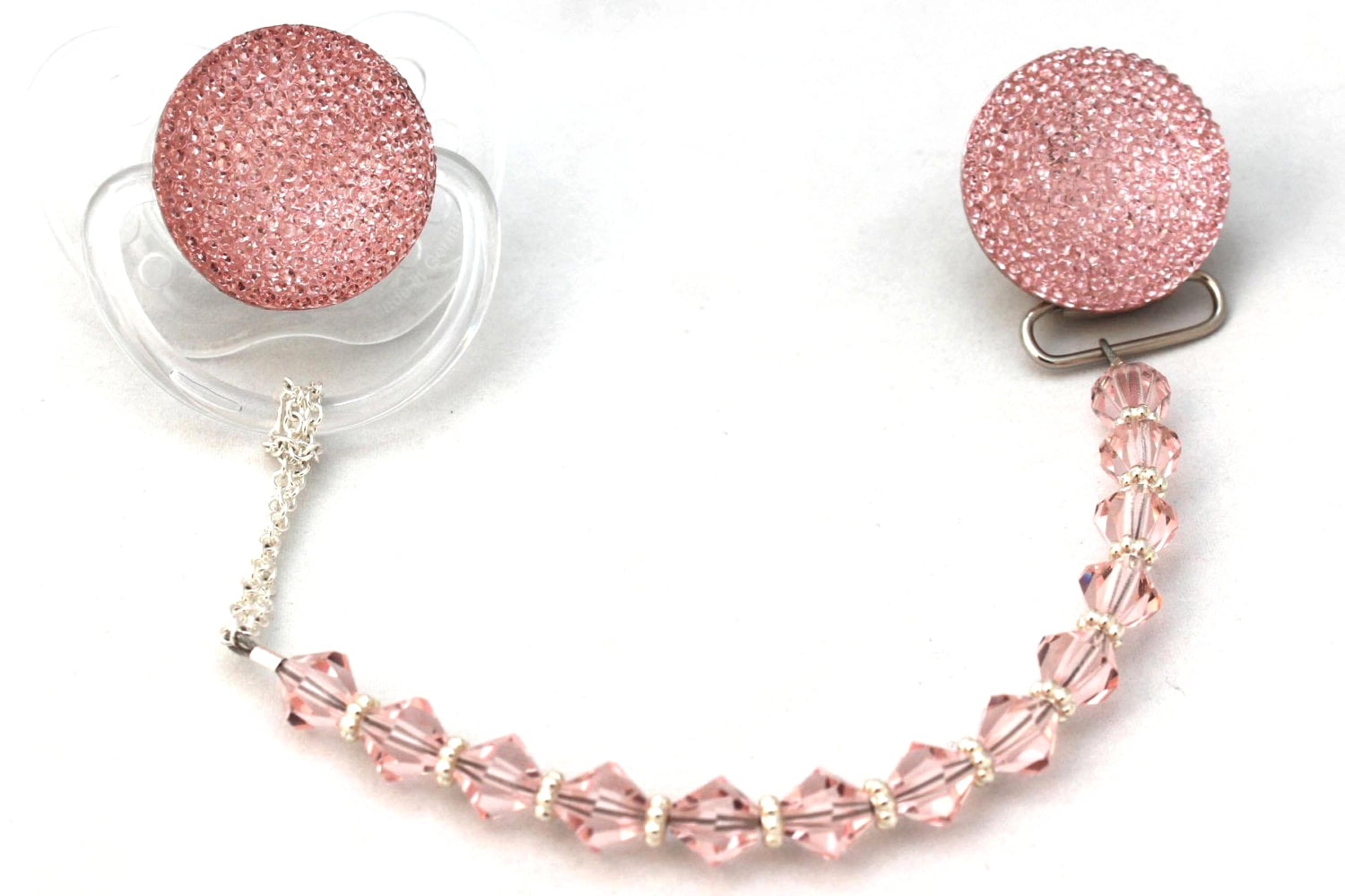 Sparkly Glitter Crystal with Swarovski Crystals Gift Set Pacifier Clip ...