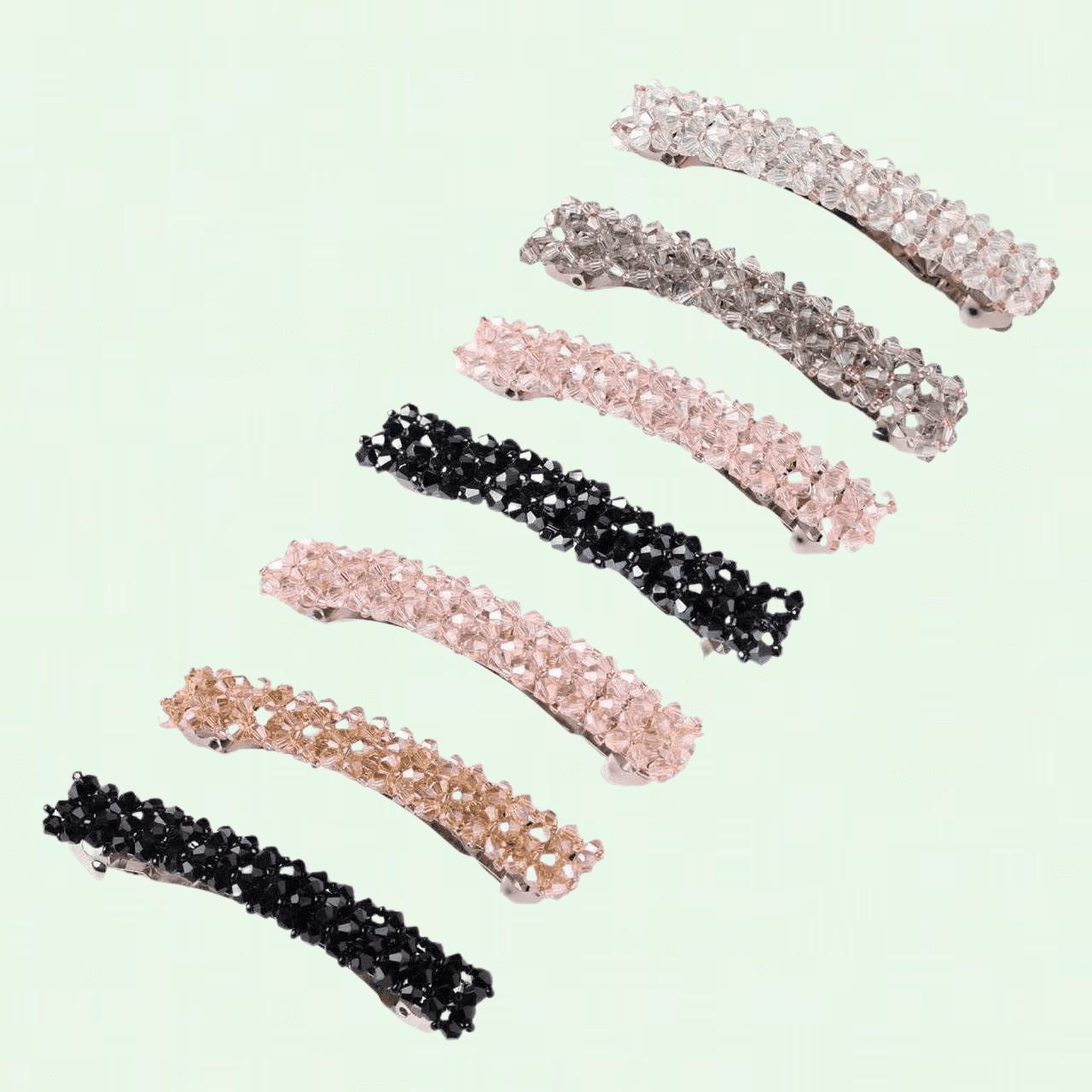 Sparkly Glitter Hair Clips Set of 7, Elegant Rhinestone Barrettes for ...