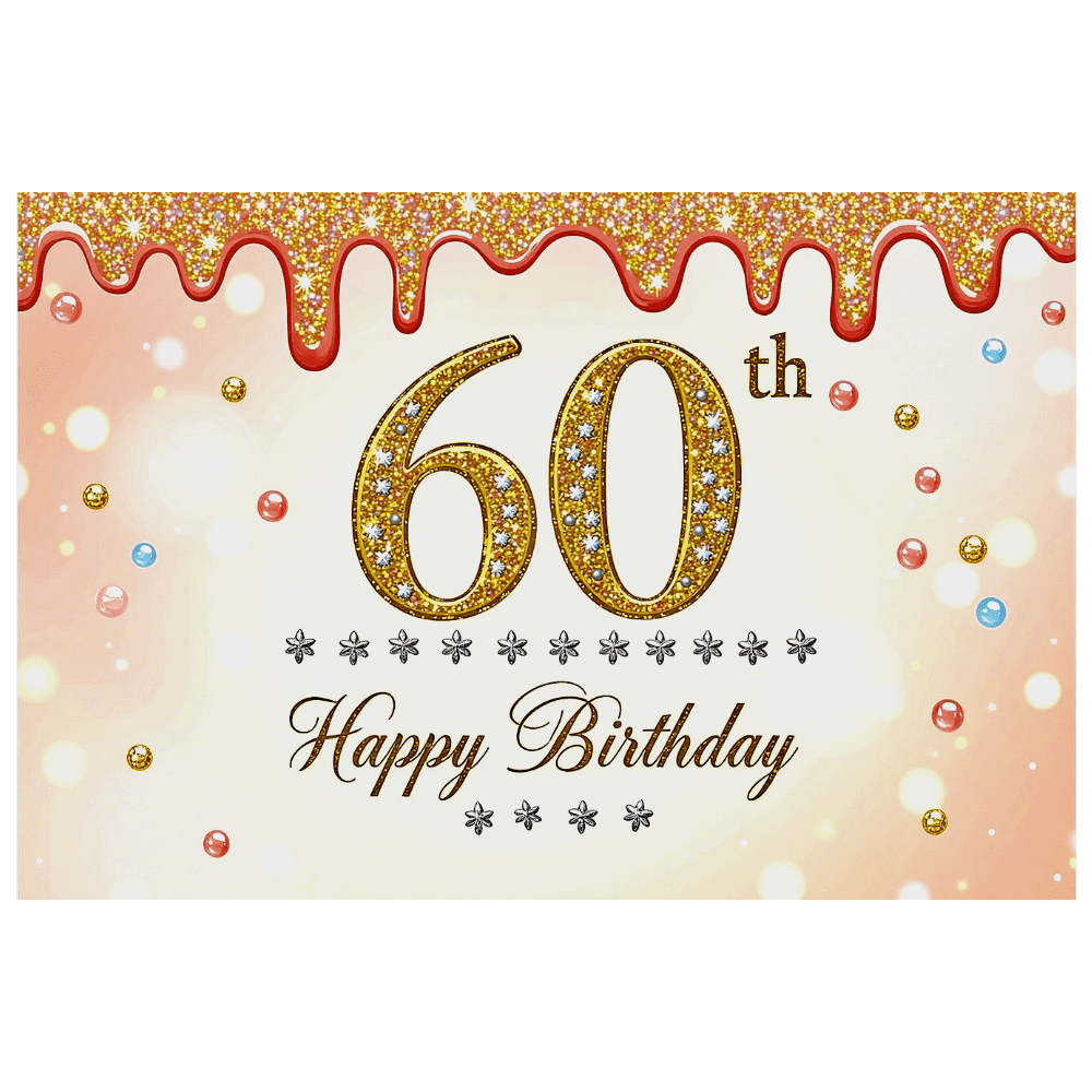 Sparkly Glittery 60th Birthday Backdrop Banner Background Happy ...