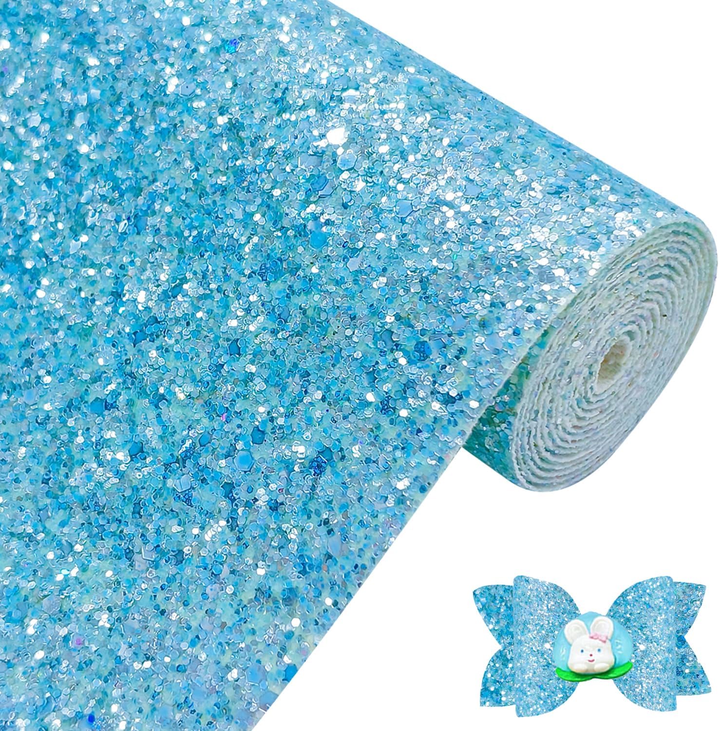 Sparkly Ice-Snow Blue Chunky Glitter Faux Leather Roll 12x52 inch Shiny ...