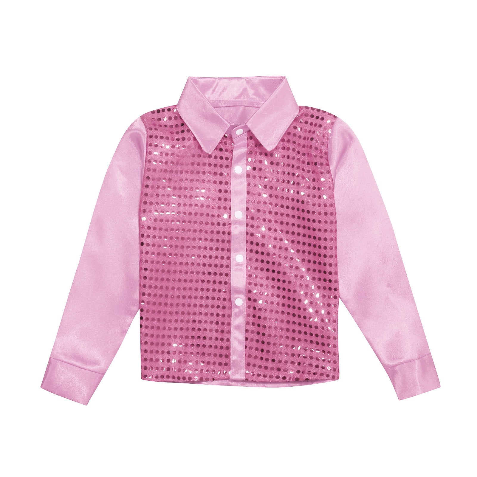 Sparkly Jacket for Girls Long Sleeves Button Down Sequin Shirts Solid ...