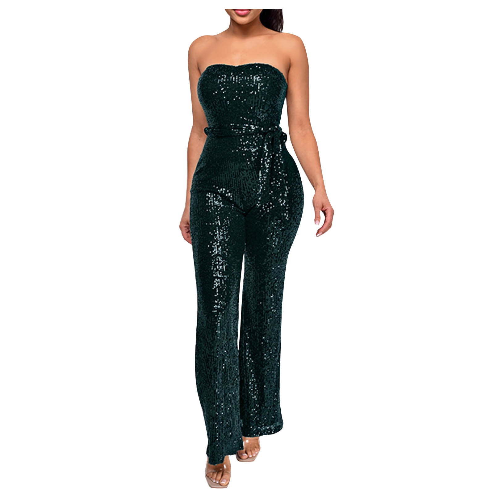 Sparkly Jumpsuit for Women Dressy Sexy Sreapless Clubwear Sequins ...