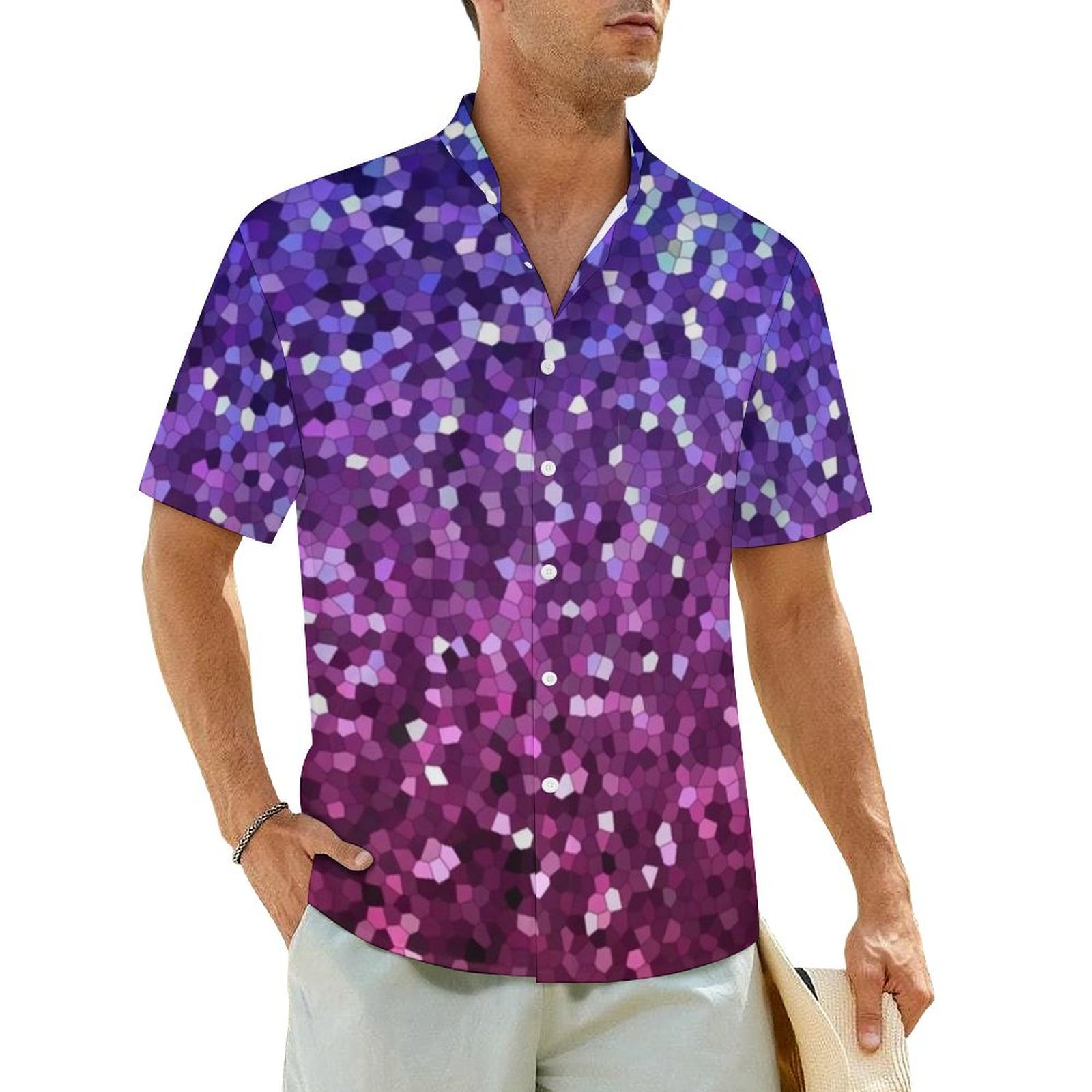 Sparkly Mermaid Scales Vacation Shirt Men Blue Glitter Animal Skin ...