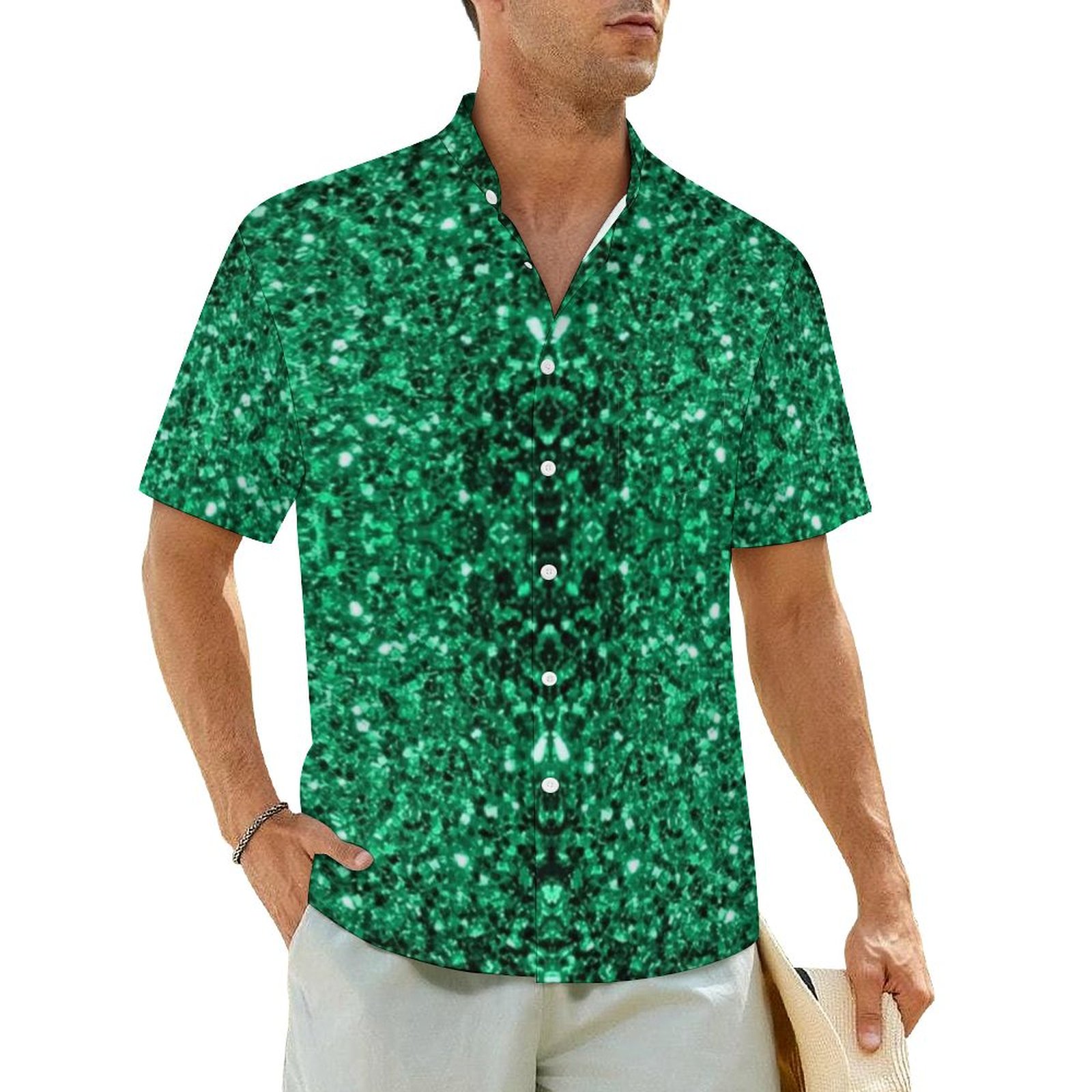 Sparkly Mermaid Scales Vacation Shirt Men Blue Glitter Animal Skin ...