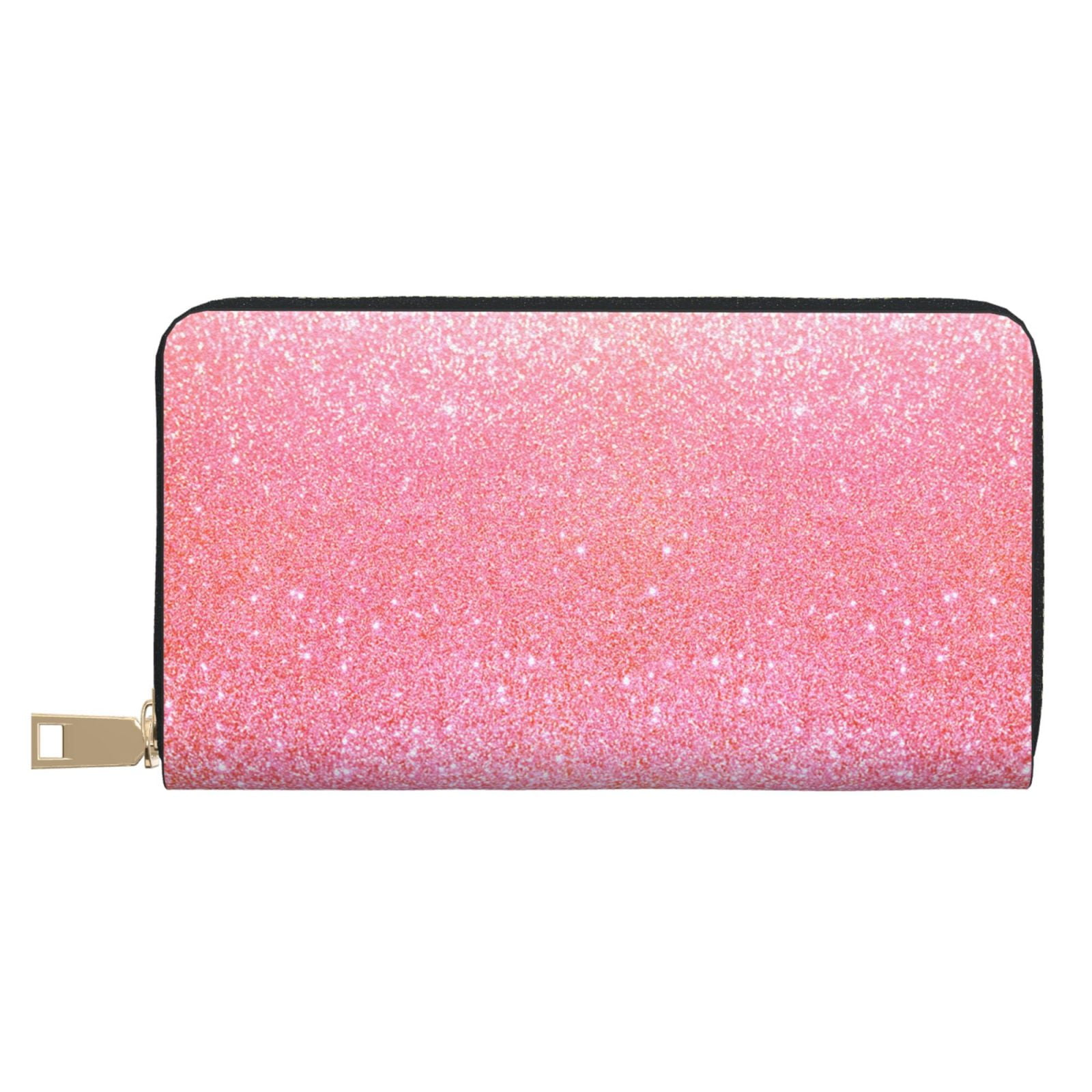 Sparkly Pink Glitter Wallet Women, Leather Bifold Multi Card Wallet ...