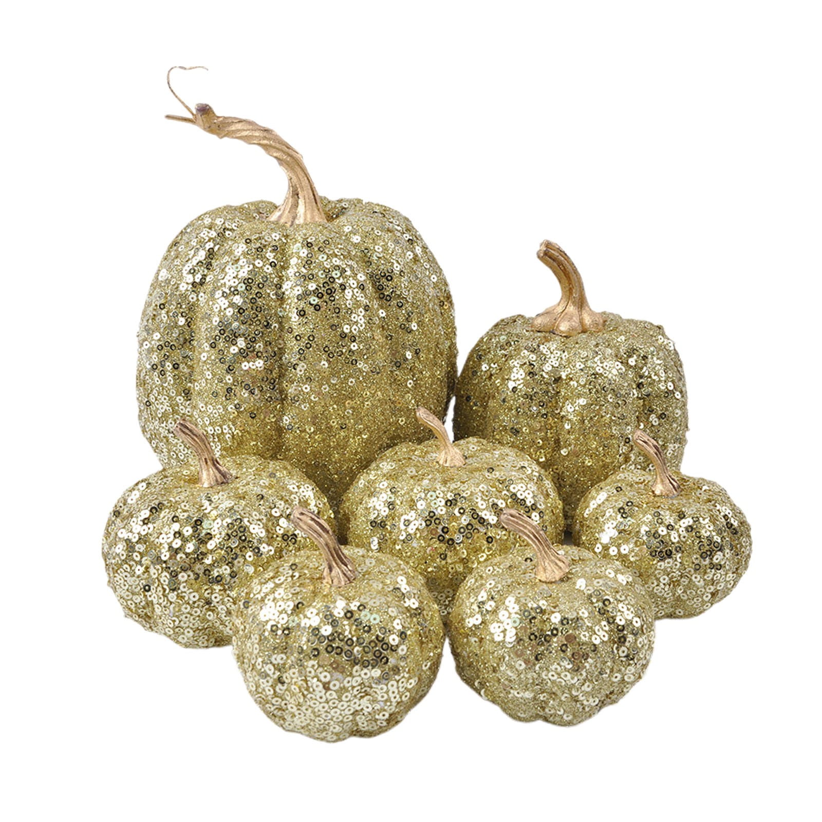 Sparkly Pumpkins,Artificial Pumpkins,7 Pack Halloween Glitter ...