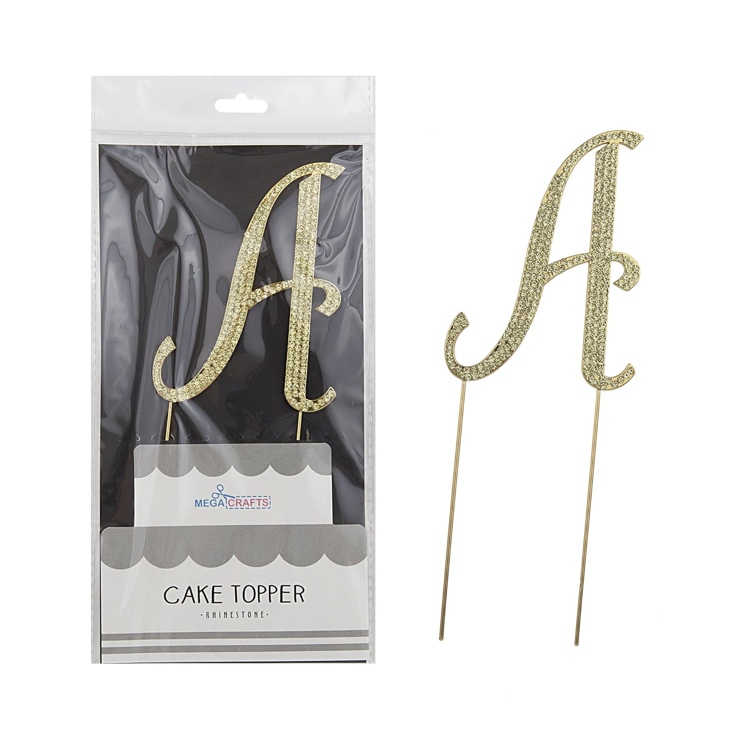 Sparkly Rhinestone Letter A Cake Topper Decoration, Shimmering Crystals ...