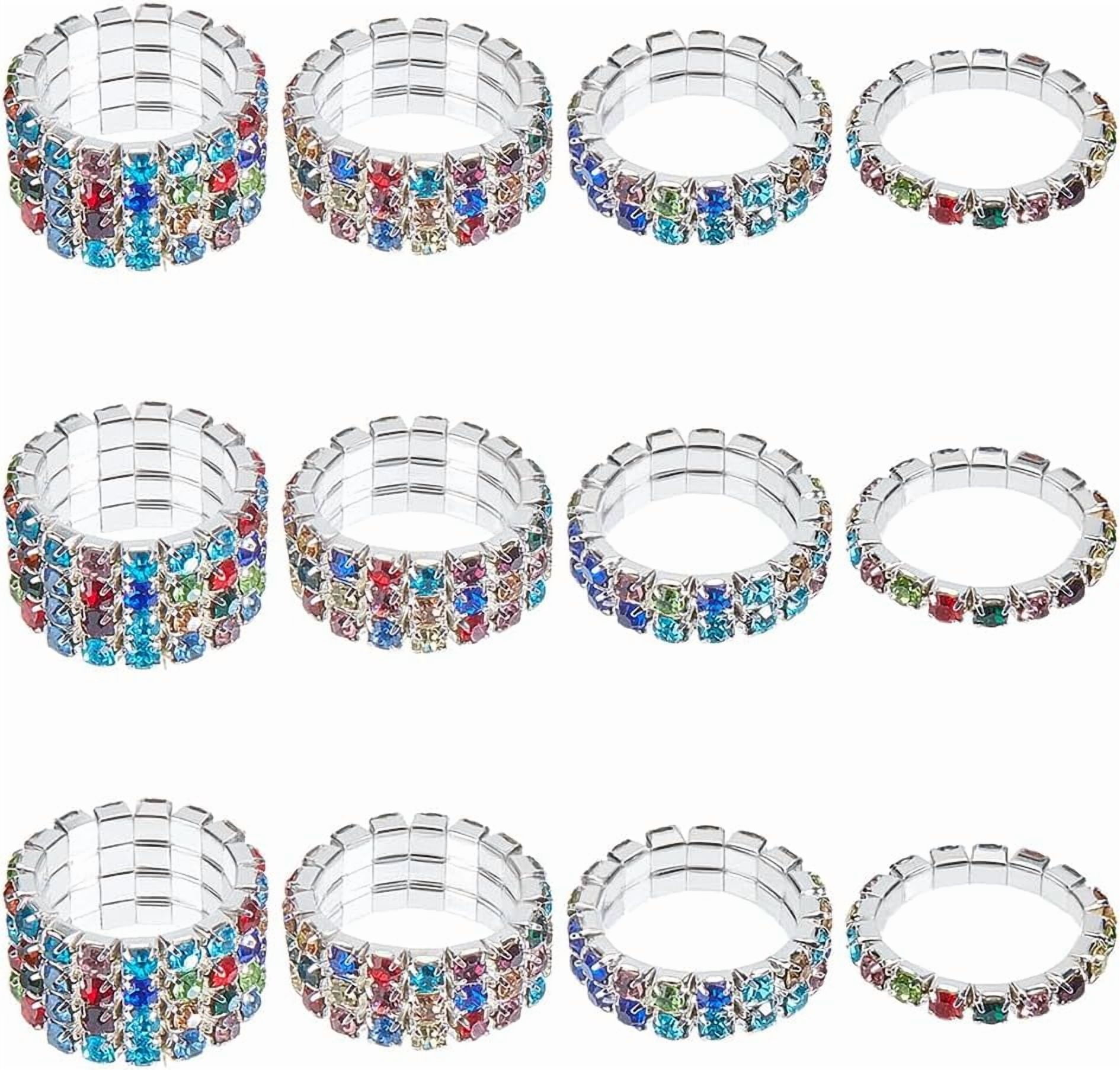 Sparkly Rhinestone Stackable Elastic Rings Rhinestone Stretch Rings ...