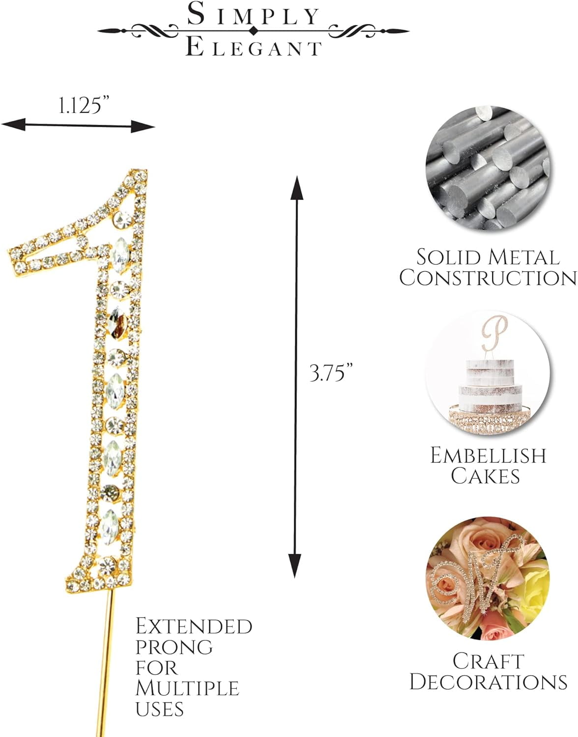 Sparkly Rhinestones Cake Topper - Symbol And Number Decoration For ...