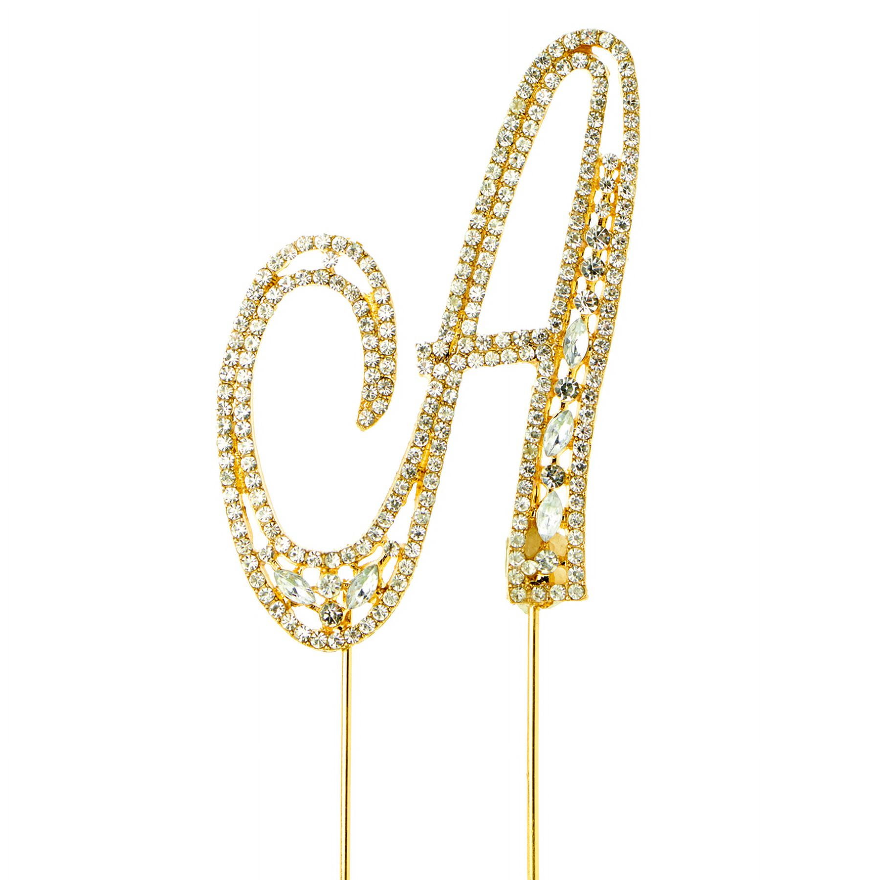 Sparkly Rhinestones Gold Cake Topper - Monogram Letter Decoration for ...