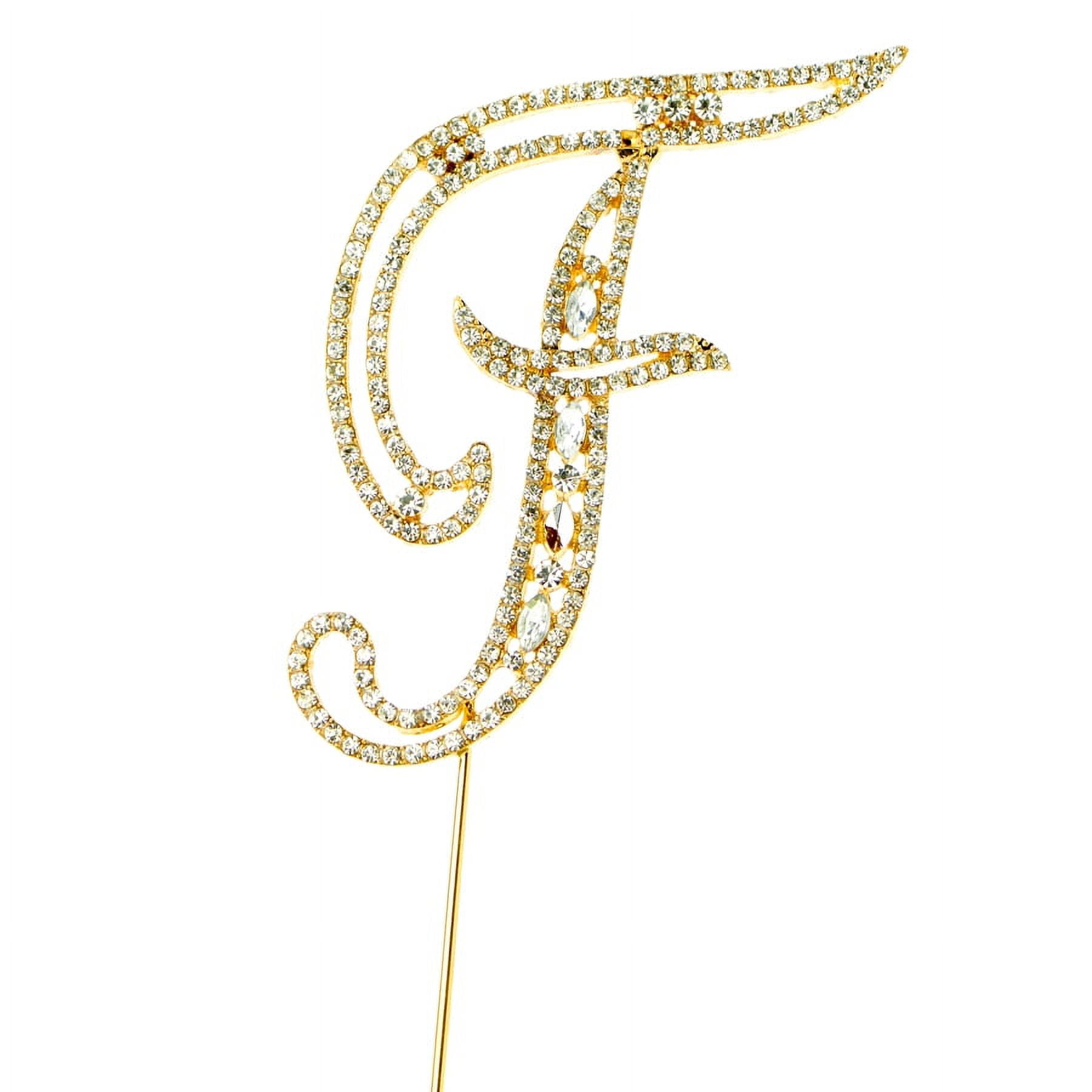 Sparkly Rhinestones Gold Cake Topper - Monogram Letter Decoration for ...