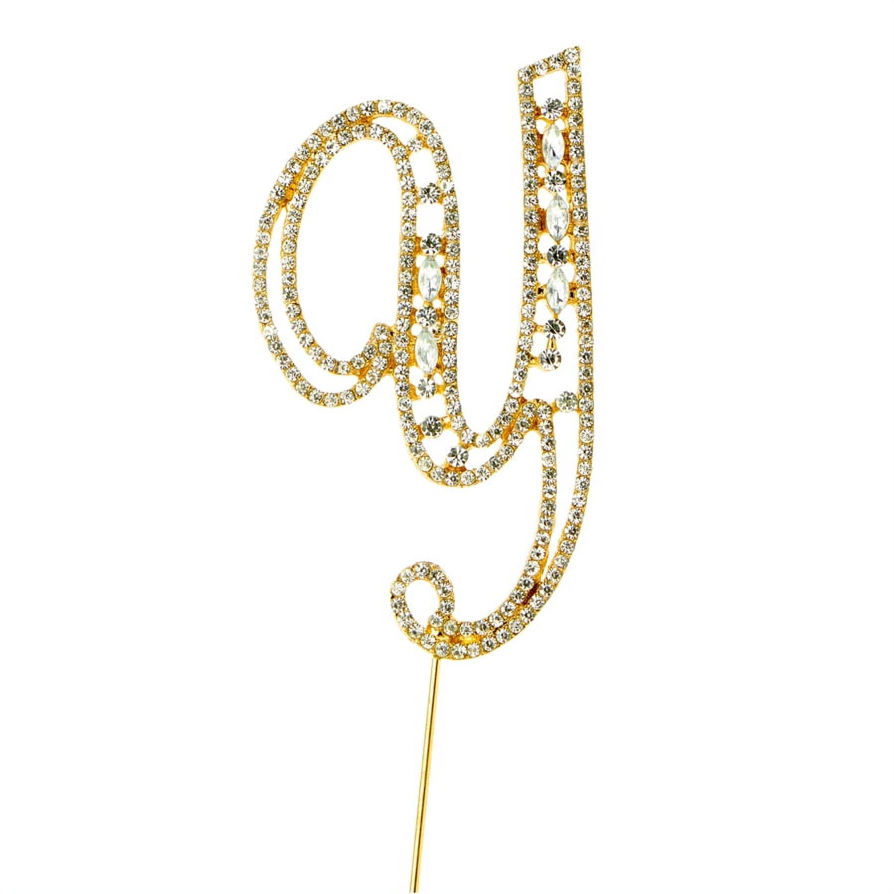 Sparkly Rhinestones Gold Cake Topper - Monogram Letter Decoration for ...