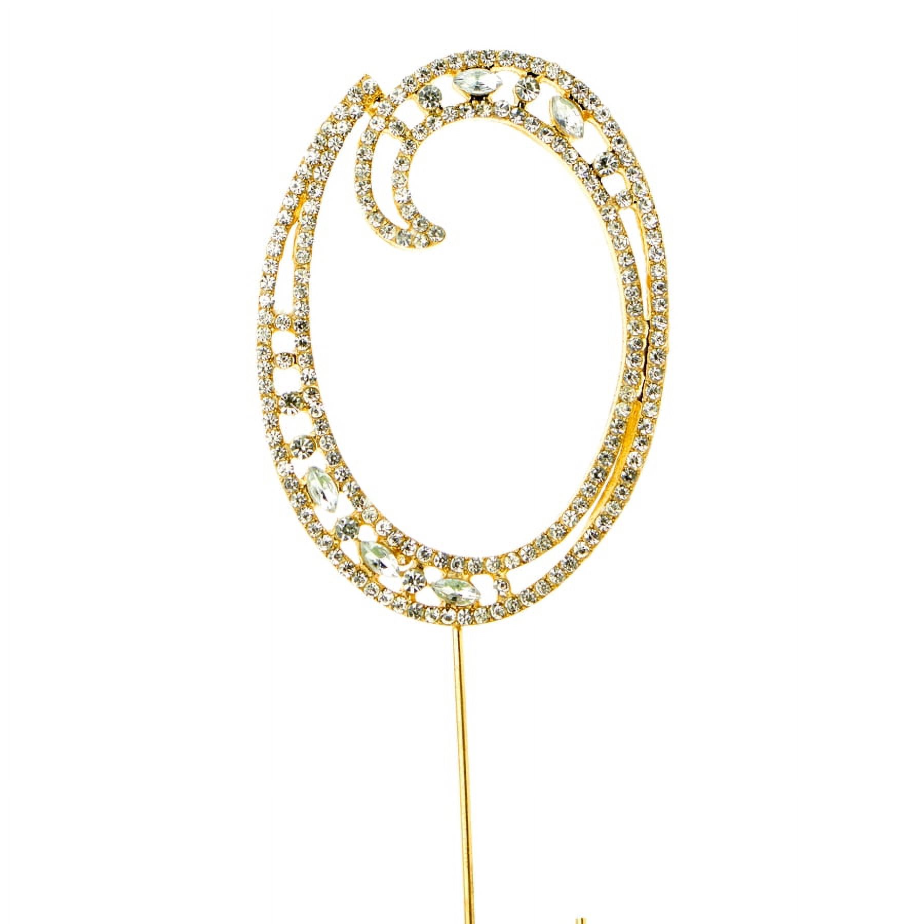 Sparkly Rhinestones Gold Cake Topper - Symbol and Number Decoration for ...