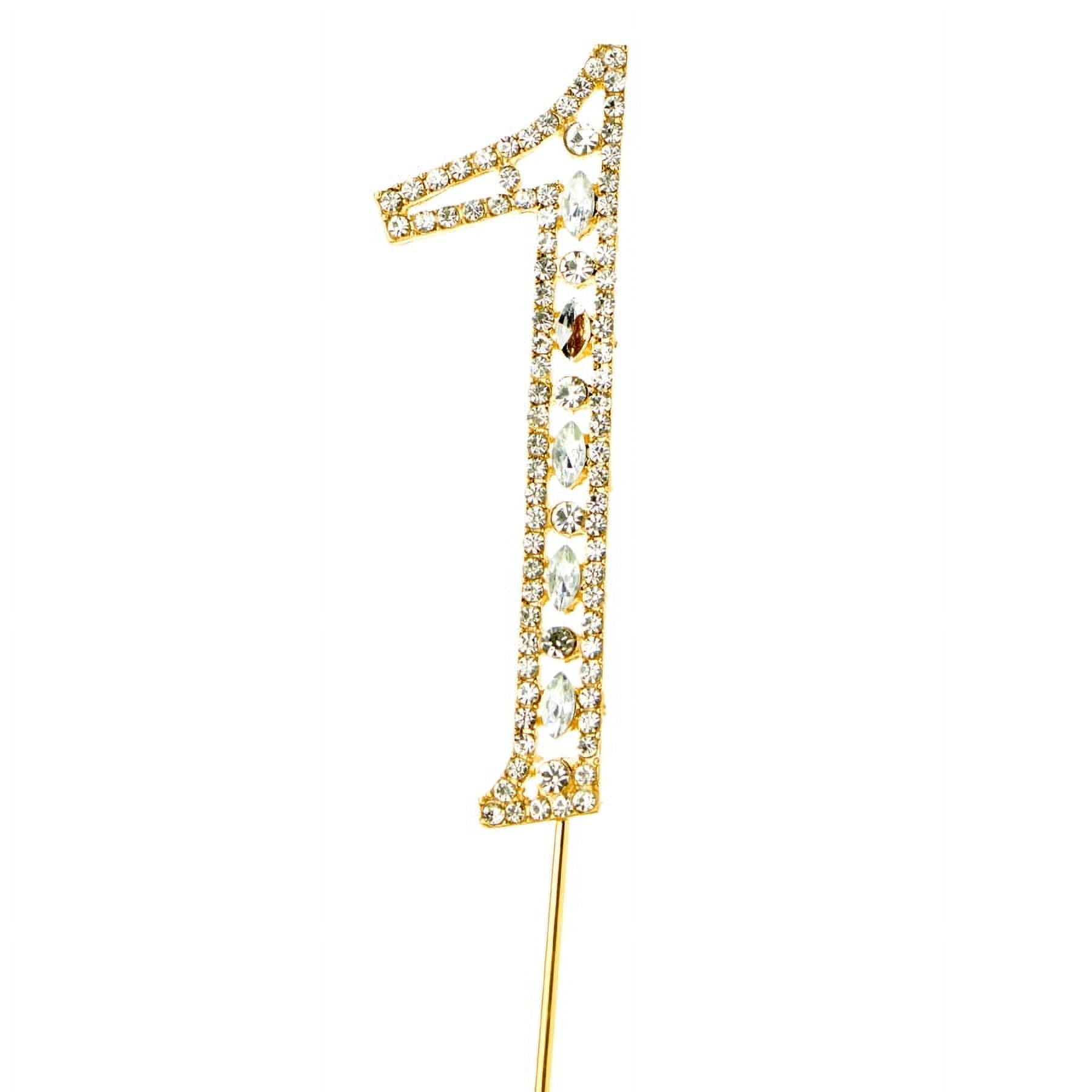 Sparkly Rhinestones Gold Cake Topper - Symbol and Number Decoration for ...