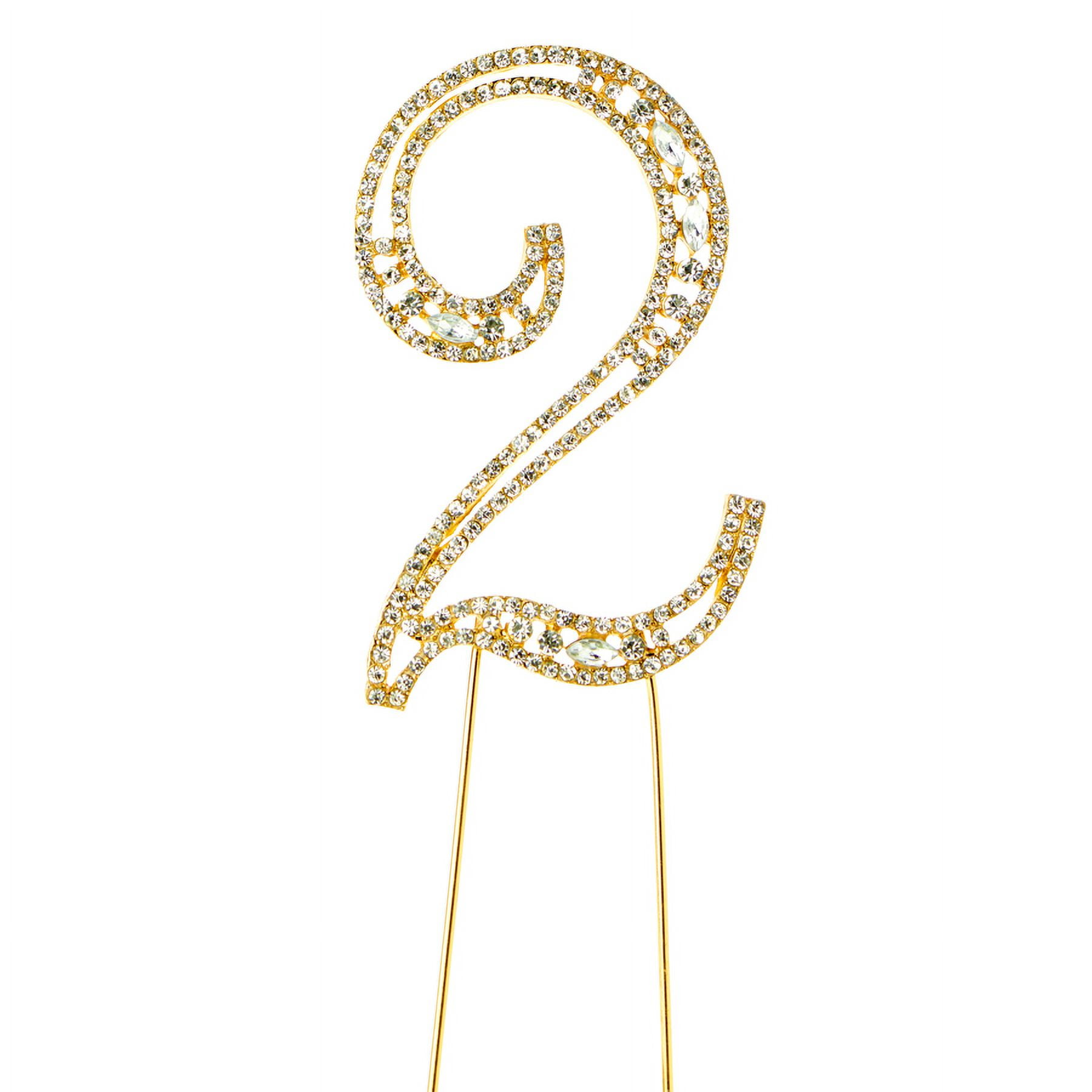 Sparkly Rhinestones Gold Cake Topper - Symbol and Number Decoration for ...