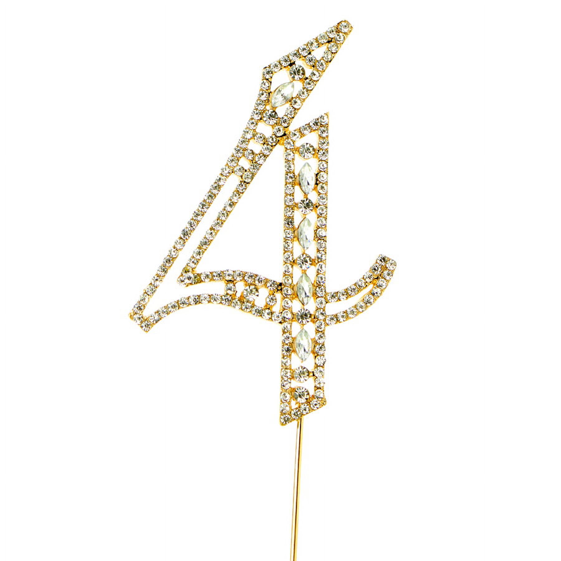 Sparkly Rhinestones Gold Cake Topper - Symbol and Number Decoration for ...