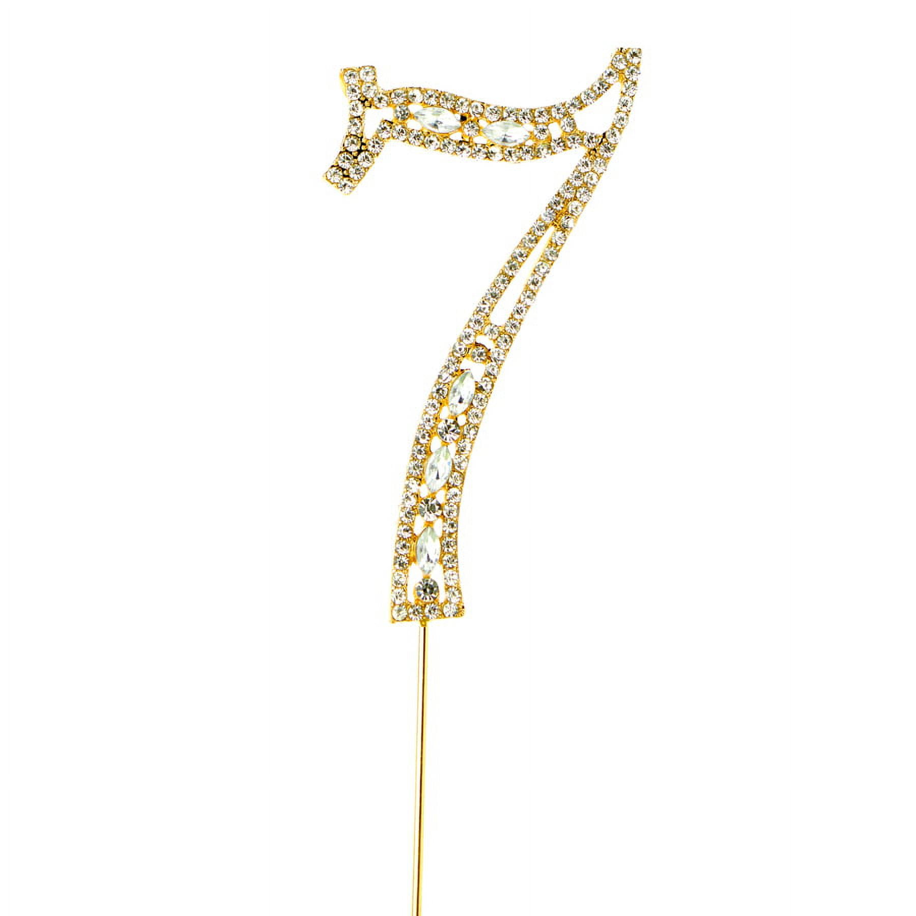 Sparkly Rhinestones Gold Cake Topper - Symbol and Number Decoration for ...