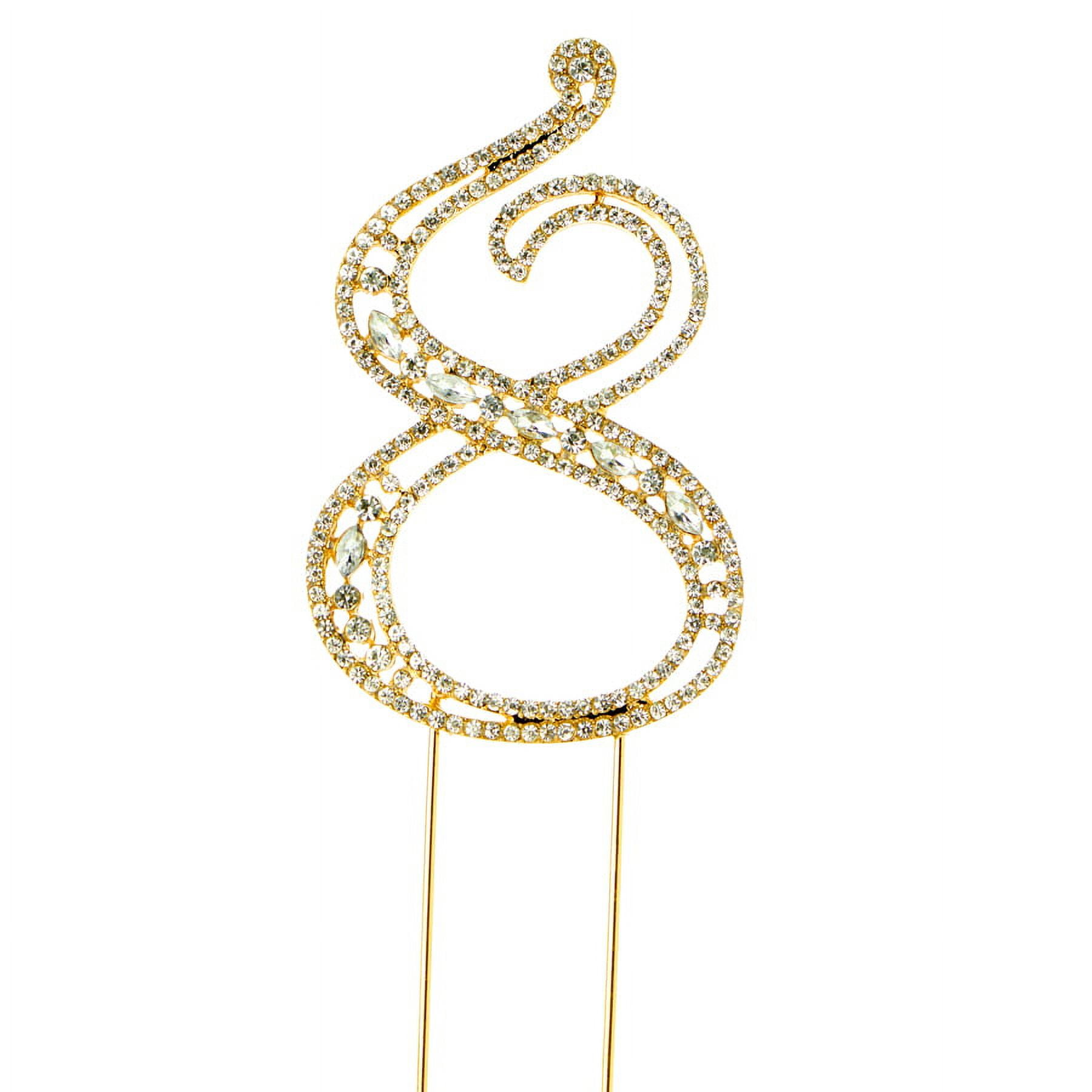 Sparkly Rhinestones Gold Cake Topper - Symbol and Number Decoration for ...
