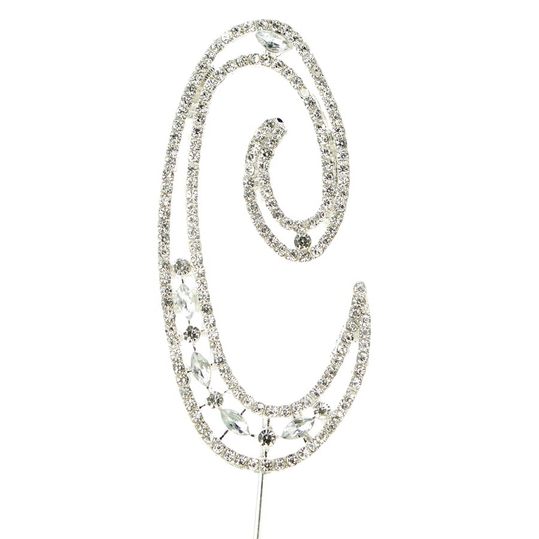 Sparkly Rhinestones Silver Cake Topper - Monogram Letter Decoration for ...