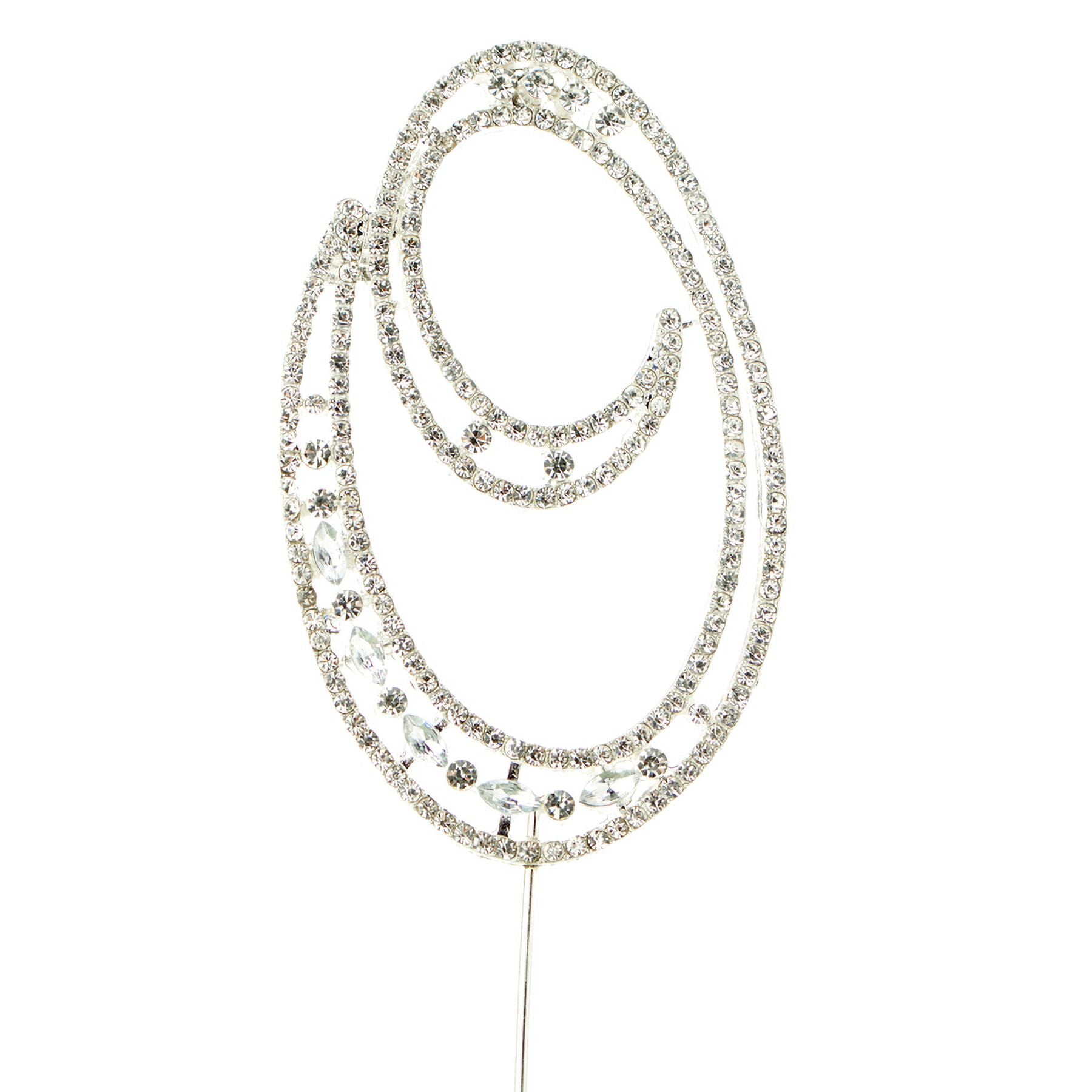 Sparkly Rhinestones Silver Cake Topper - Monogram Letter Decoration for ...