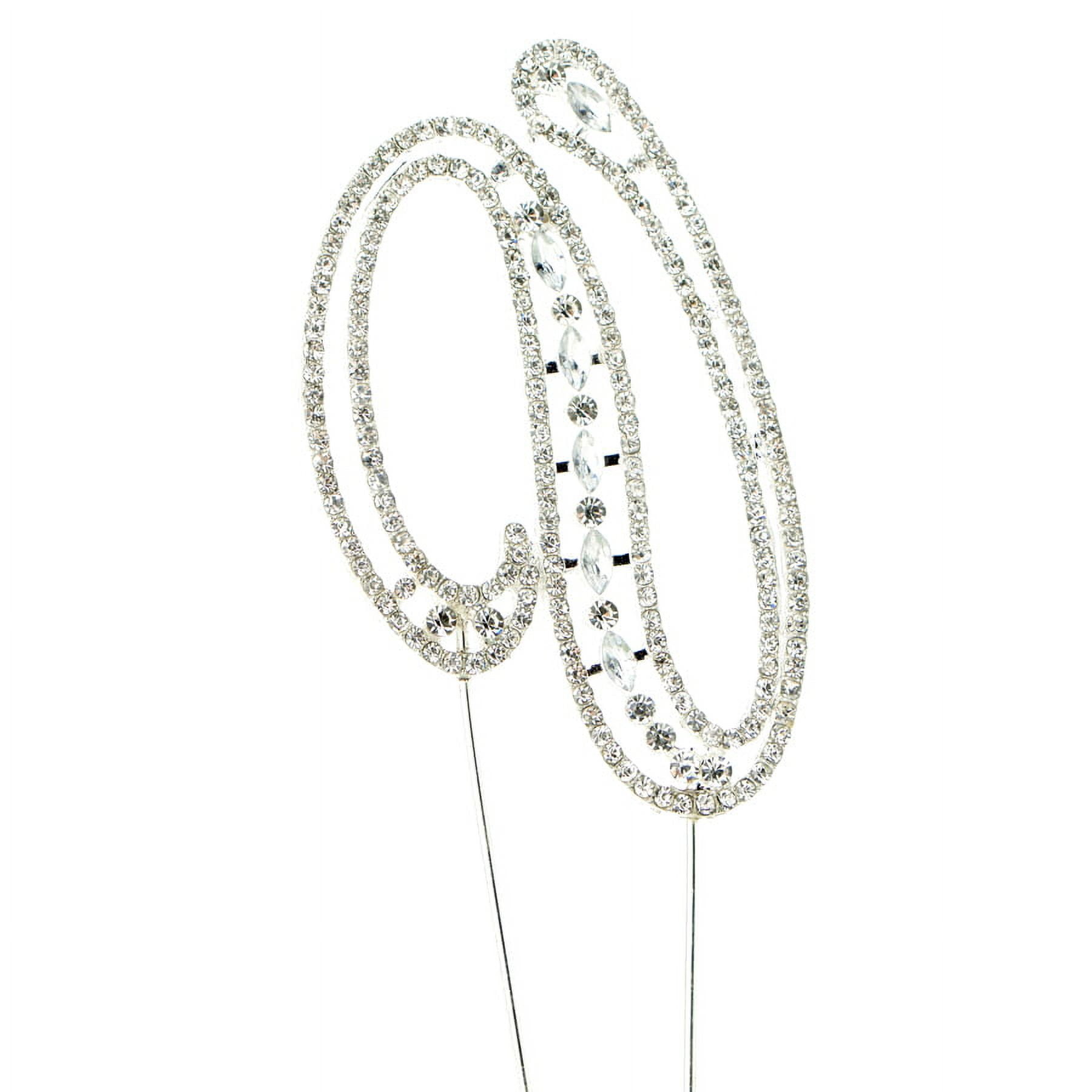 Sparkly Rhinestones Silver Cake Topper - Monogram Letter Decoration for ...
