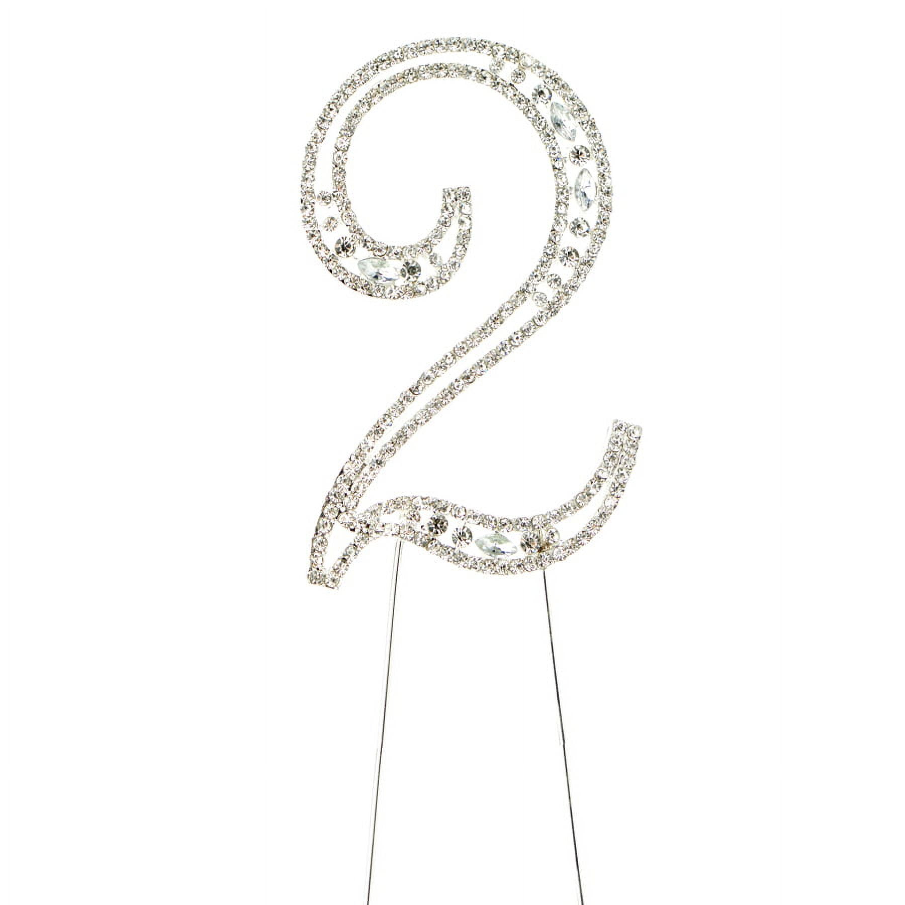 Sparkly Rhinestones Silver Cake Topper - Symbol and Number Decoration ...