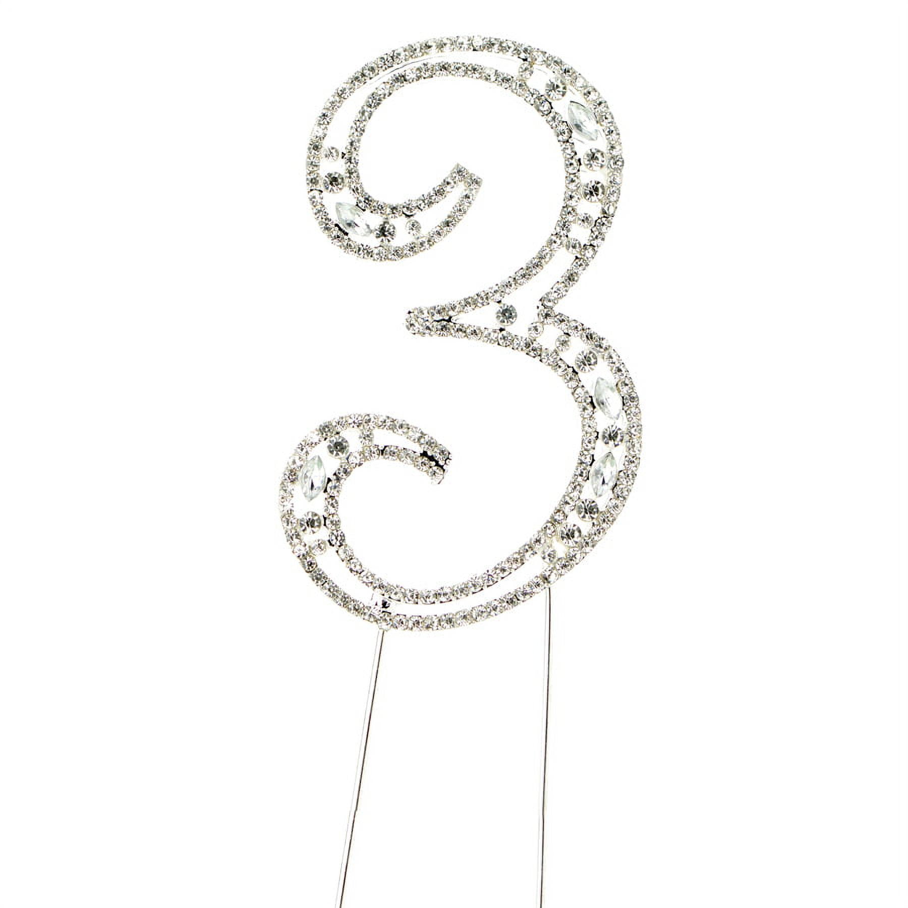 Sparkly Rhinestones Silver Cake Topper - Symbol and Number Decoration ...