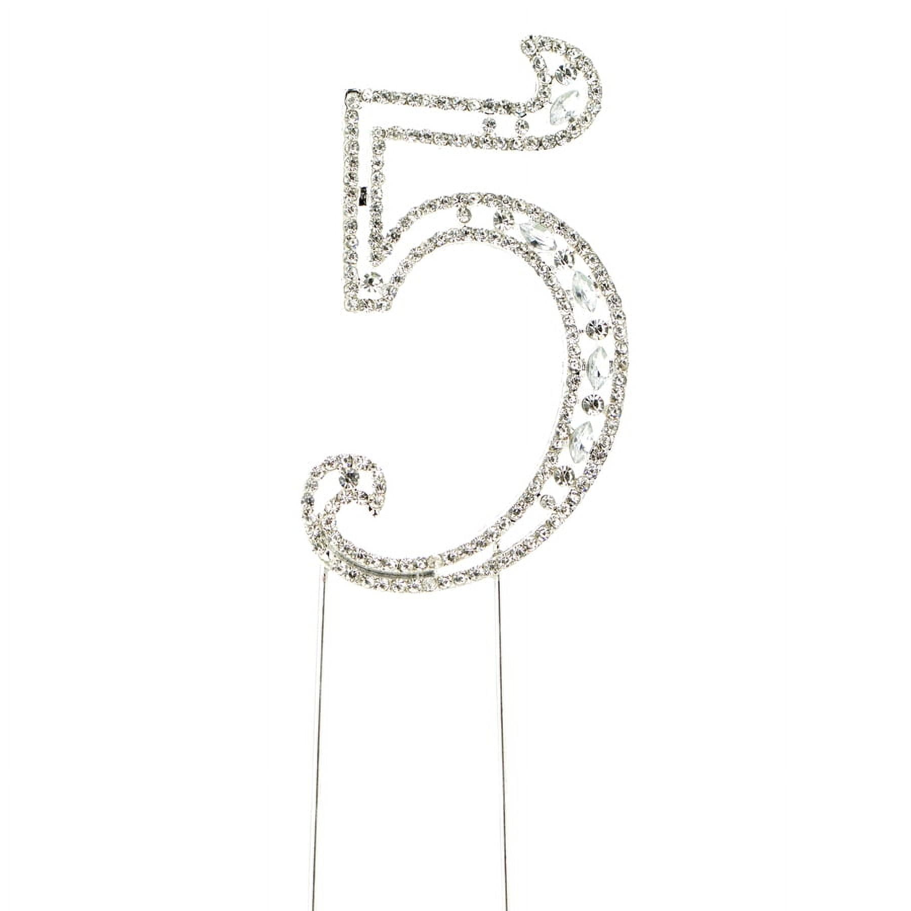 Sparkly Rhinestones Silver Cake Topper - Symbol and Number Decoration ...