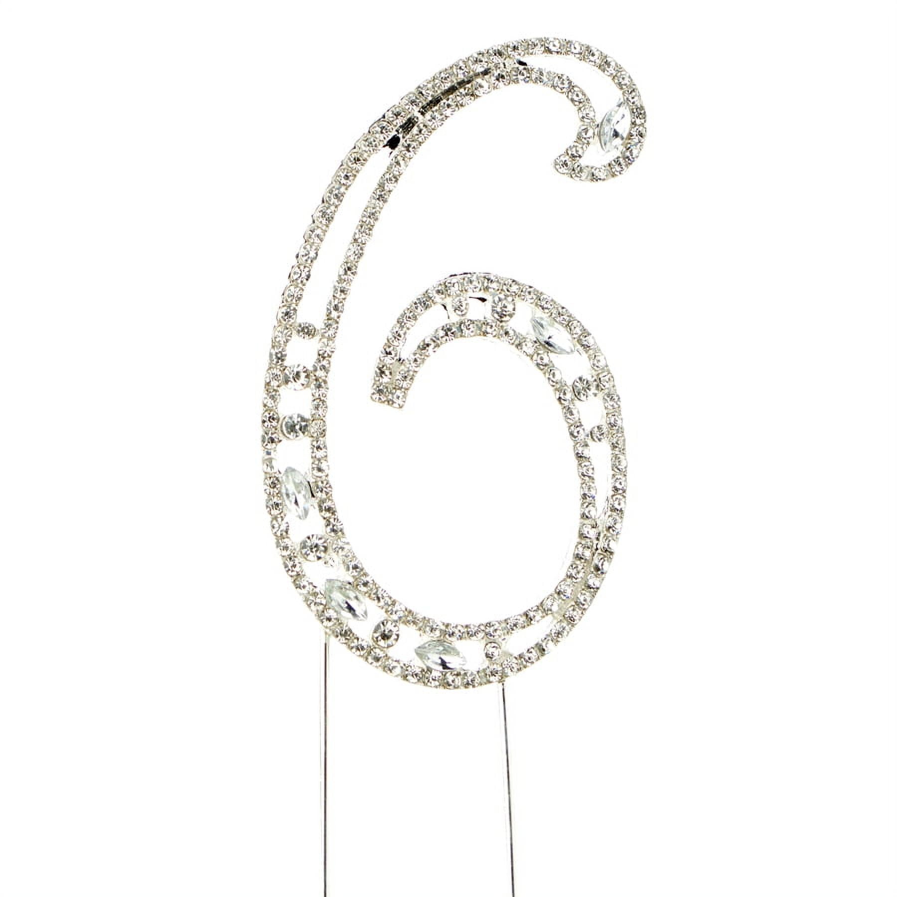 Sparkly Rhinestones Silver Cake Topper - Symbol and Number Decoration ...