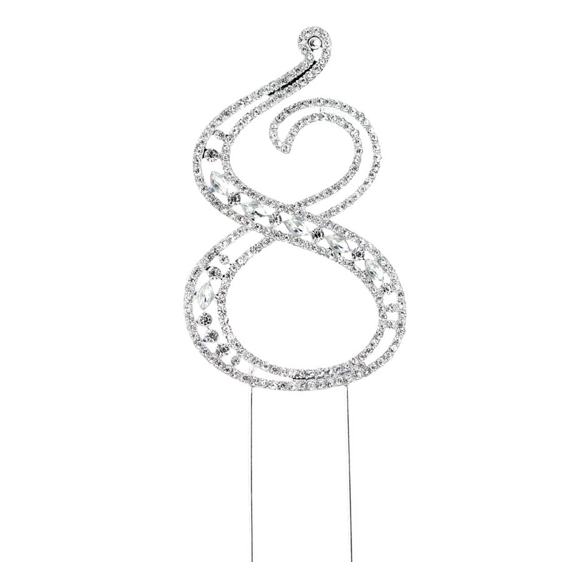 Sparkly Rhinestones Silver Cake Topper - Symbol and Number Decoration ...