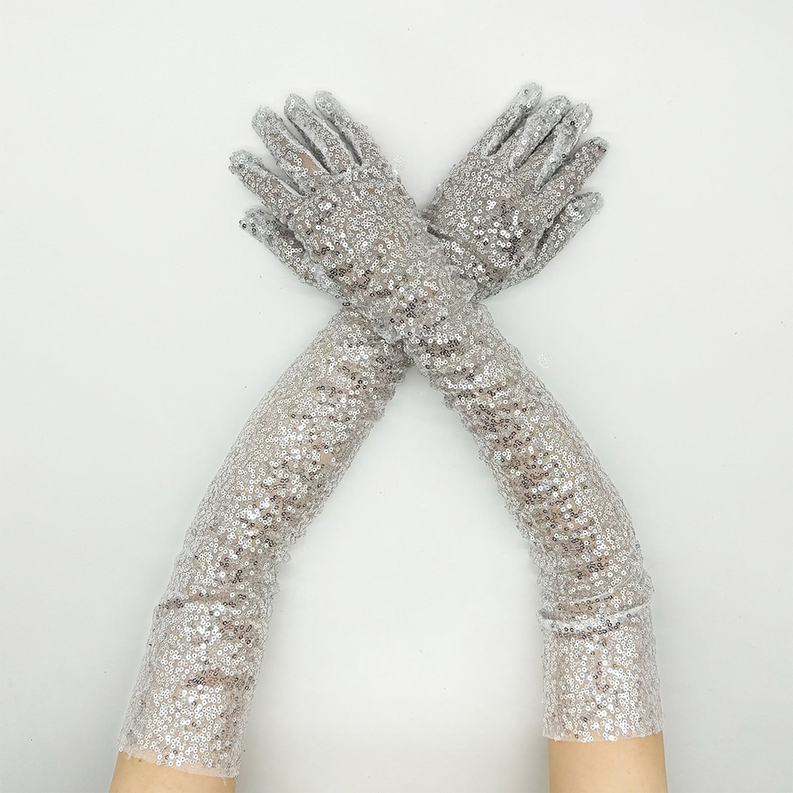 Sparkly Sequin Long Opera Party Gloves for Women 1920s 20s Satin Gloves ...