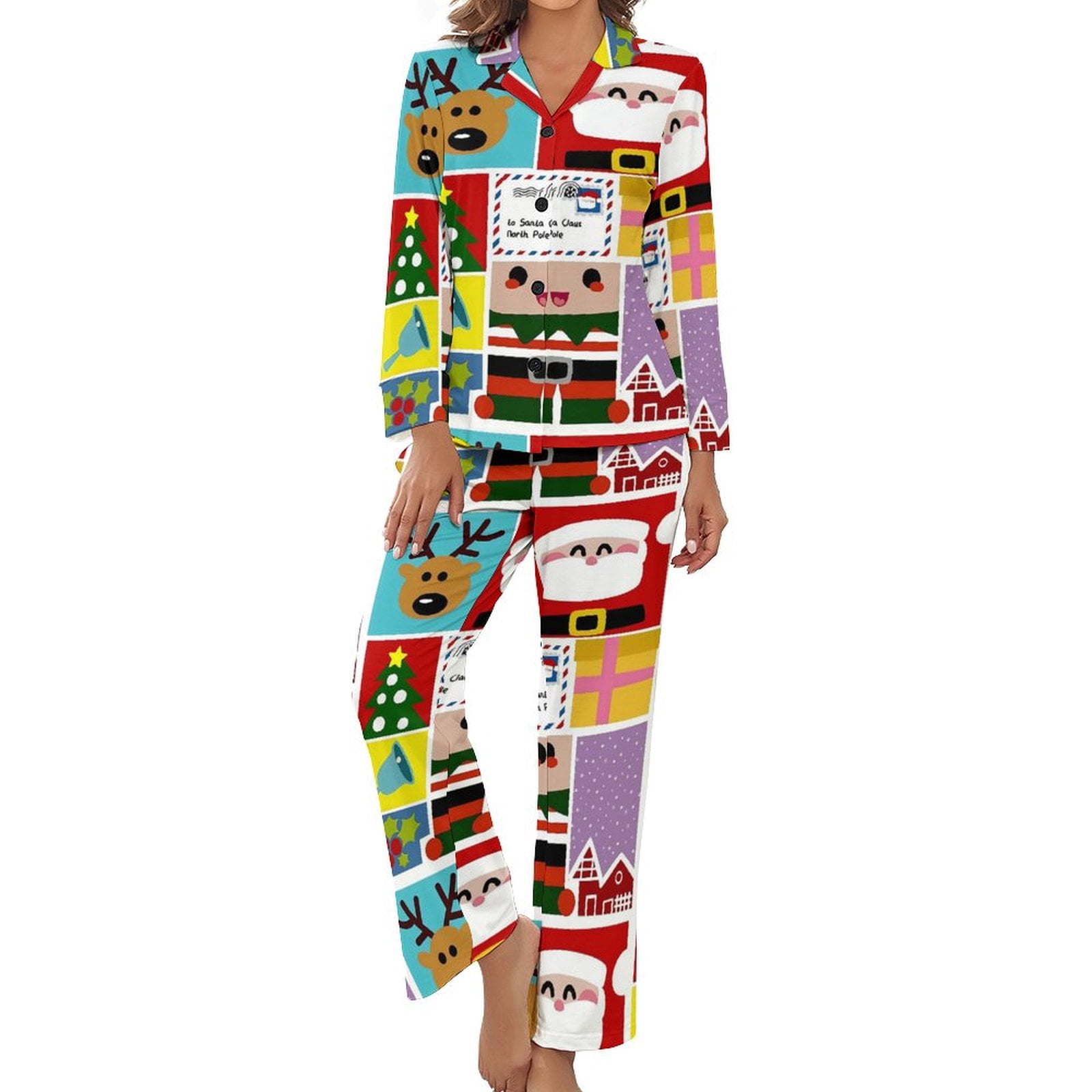 Sparkly Tree Pajamas Autumn Two Piece Retro Print Soft Pajama Sets ...