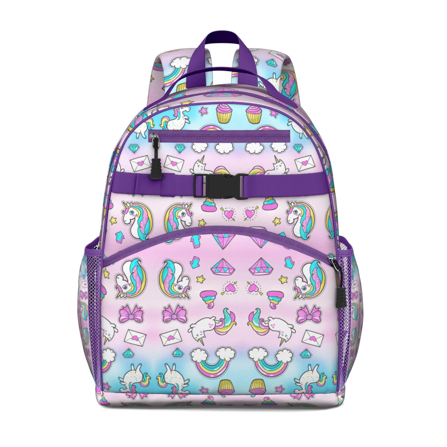 Sparkly Unicorn Students Backpack Watercolor Fantasy Creature Design ...