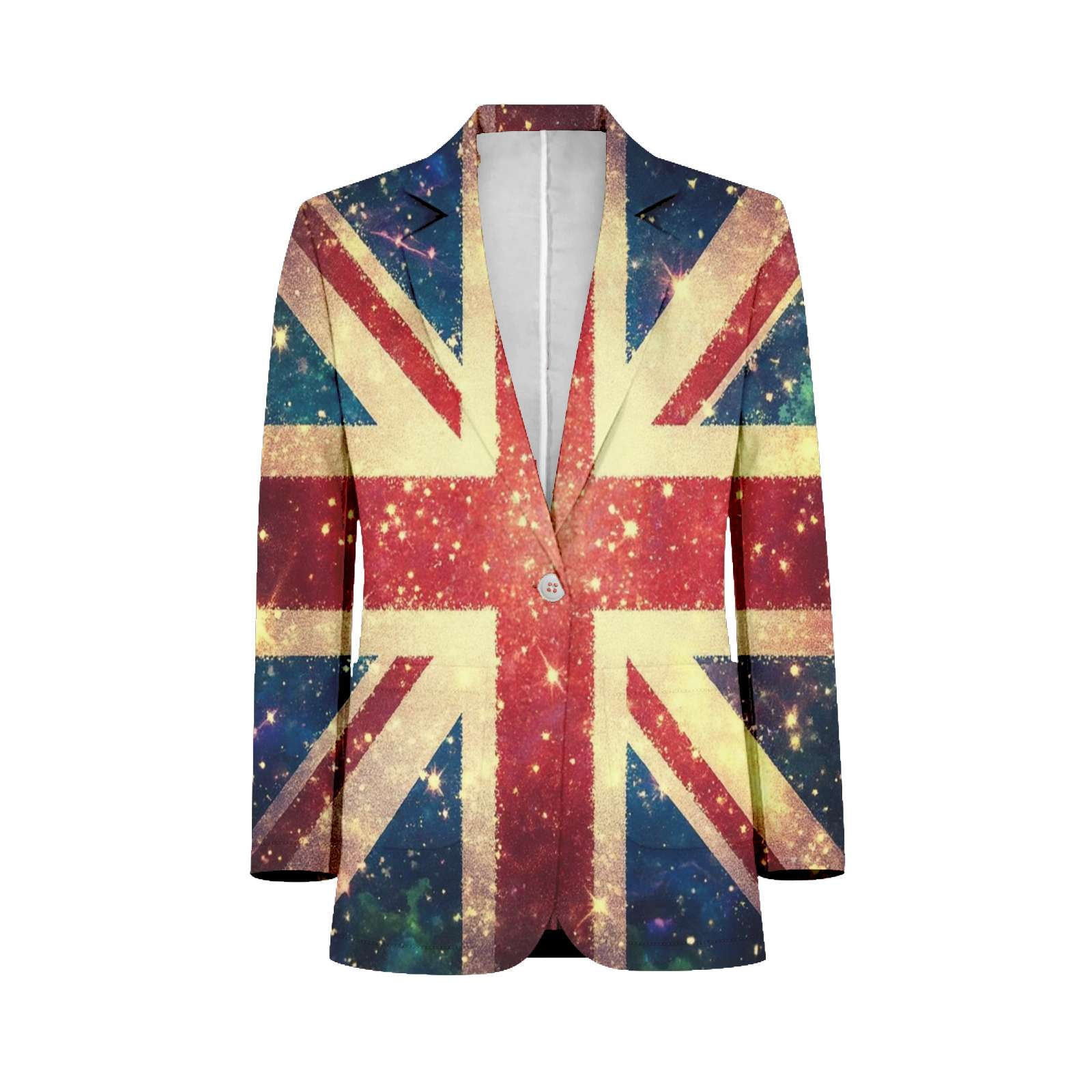 Sparkly Union Jack Flag Mens Suits Shawl Collar Slim Fit Suit Mens ...