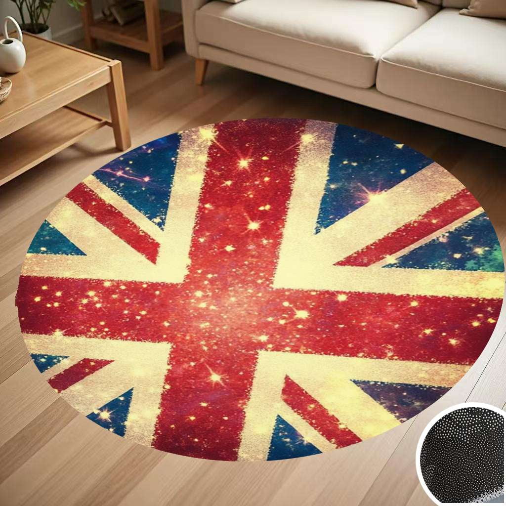 Sparkly Union Jack Flag Round Carpet Living Room Bedroom Home ...