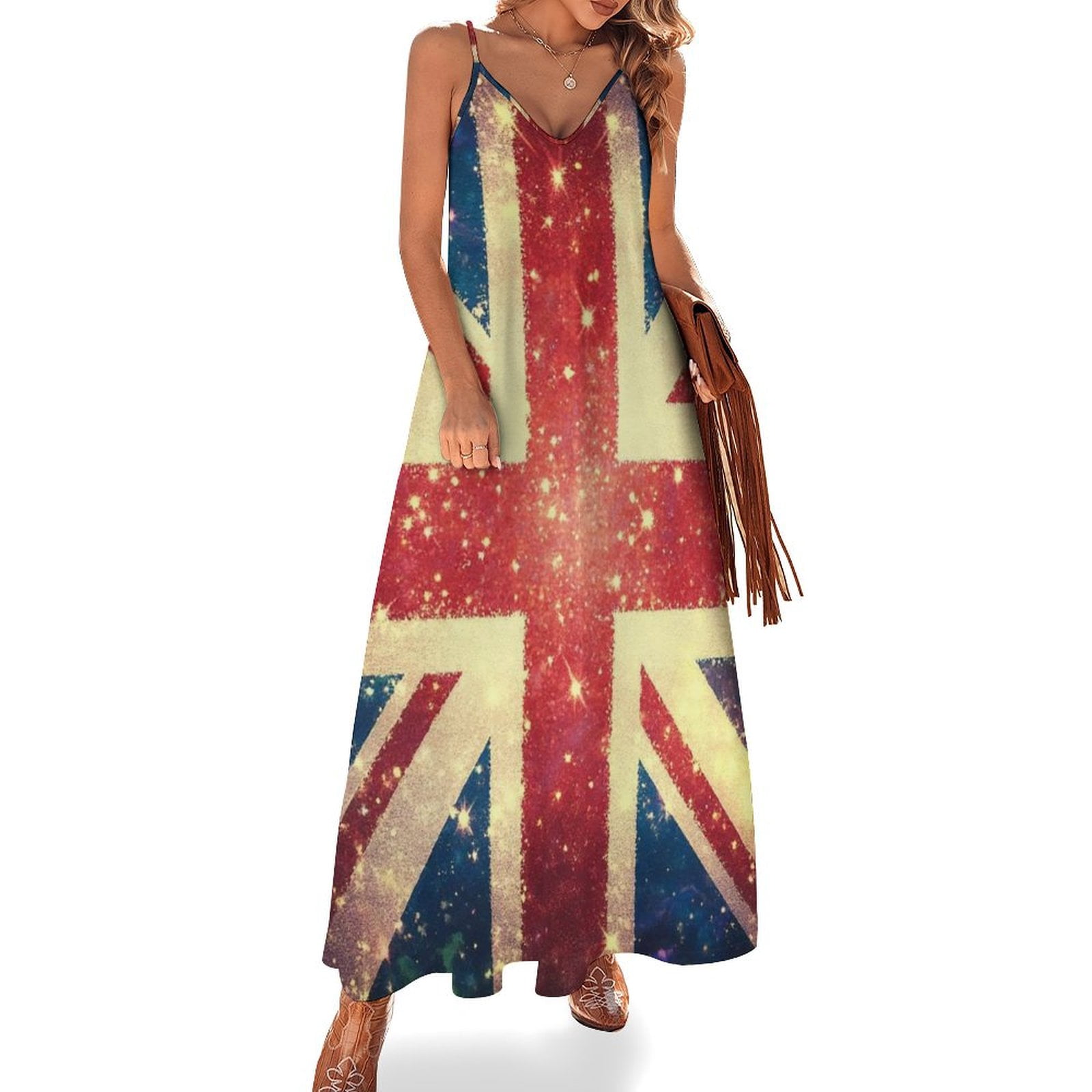 Sparkly Union Jack Flag Sleeveless Dress Women's Evening Dress Womans ...