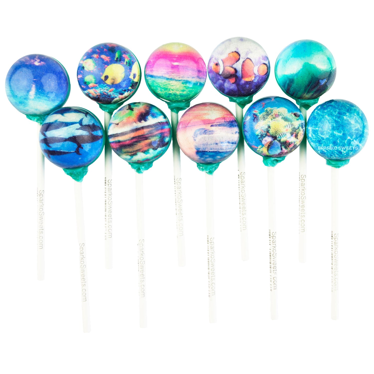 Sparko Sweets Aquatic Lollipops, Rainforest of the Ocean, 10 Pieces ...