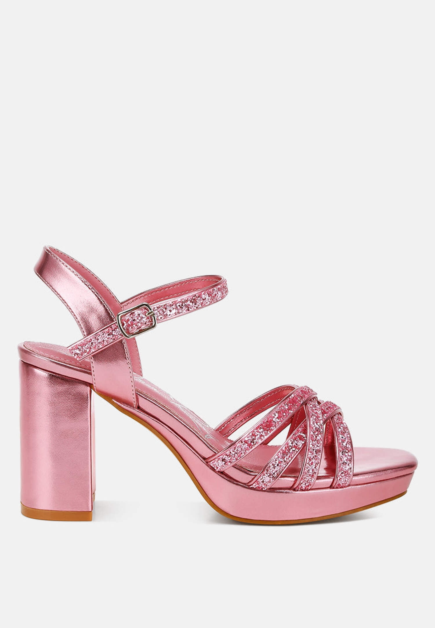 Sparks Fly Glitter Strappy Block Sandals - Walmart.com
