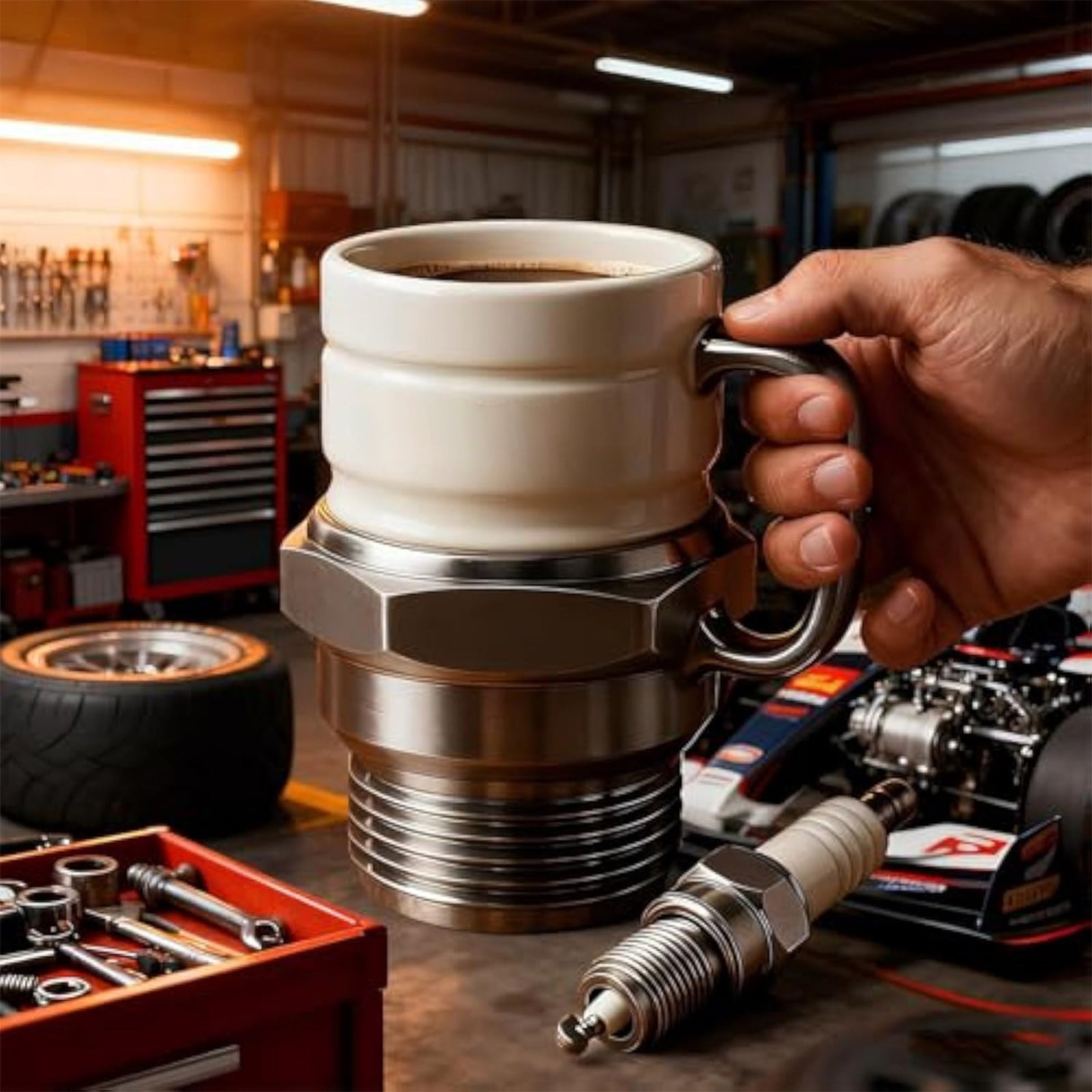 Sparks Plugs Mug, A Unique Themed Drinking Vessel For Automotive ...