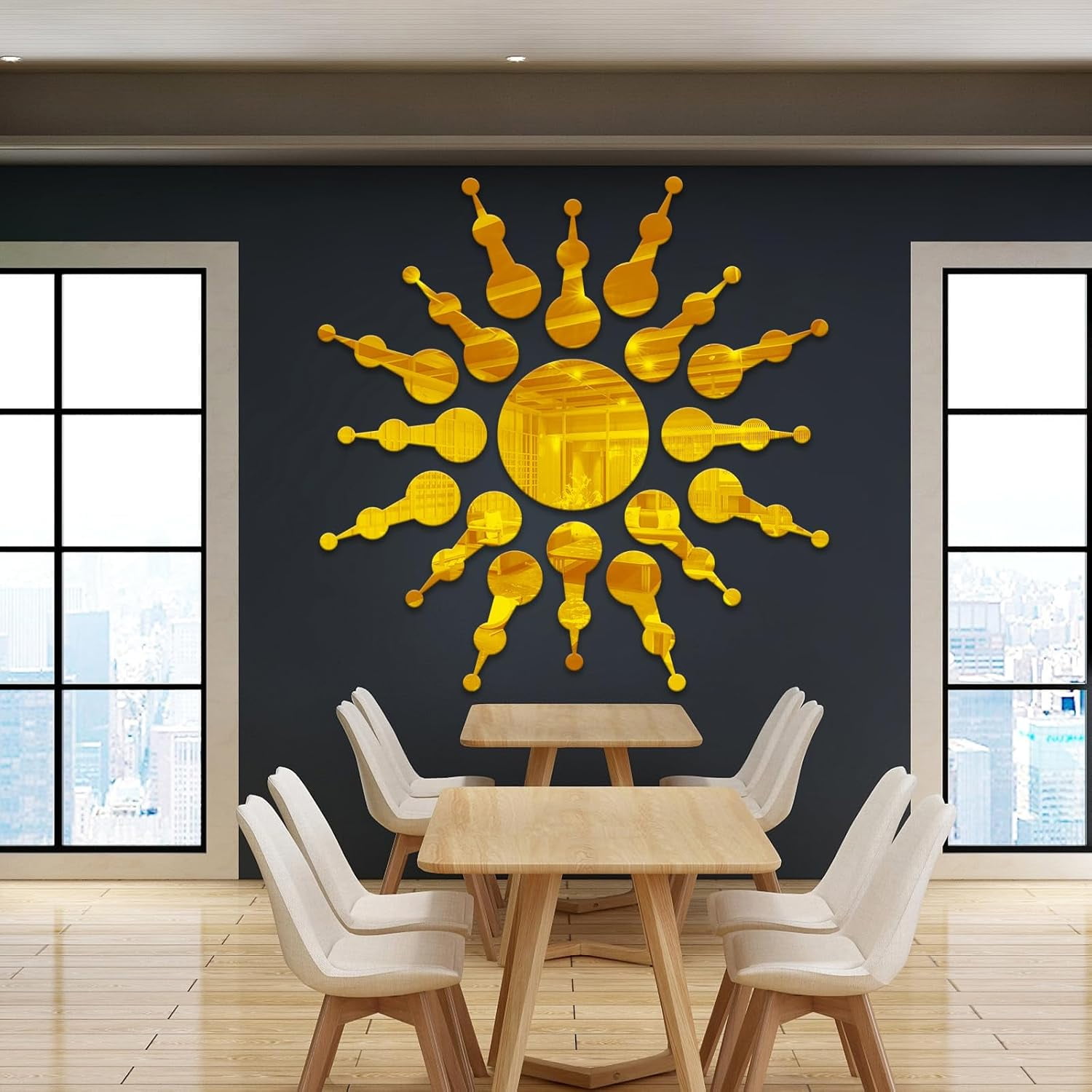 Sparksbae Golden Mirror Self Adhesive Sun Inspired Reflective Acrylic ...