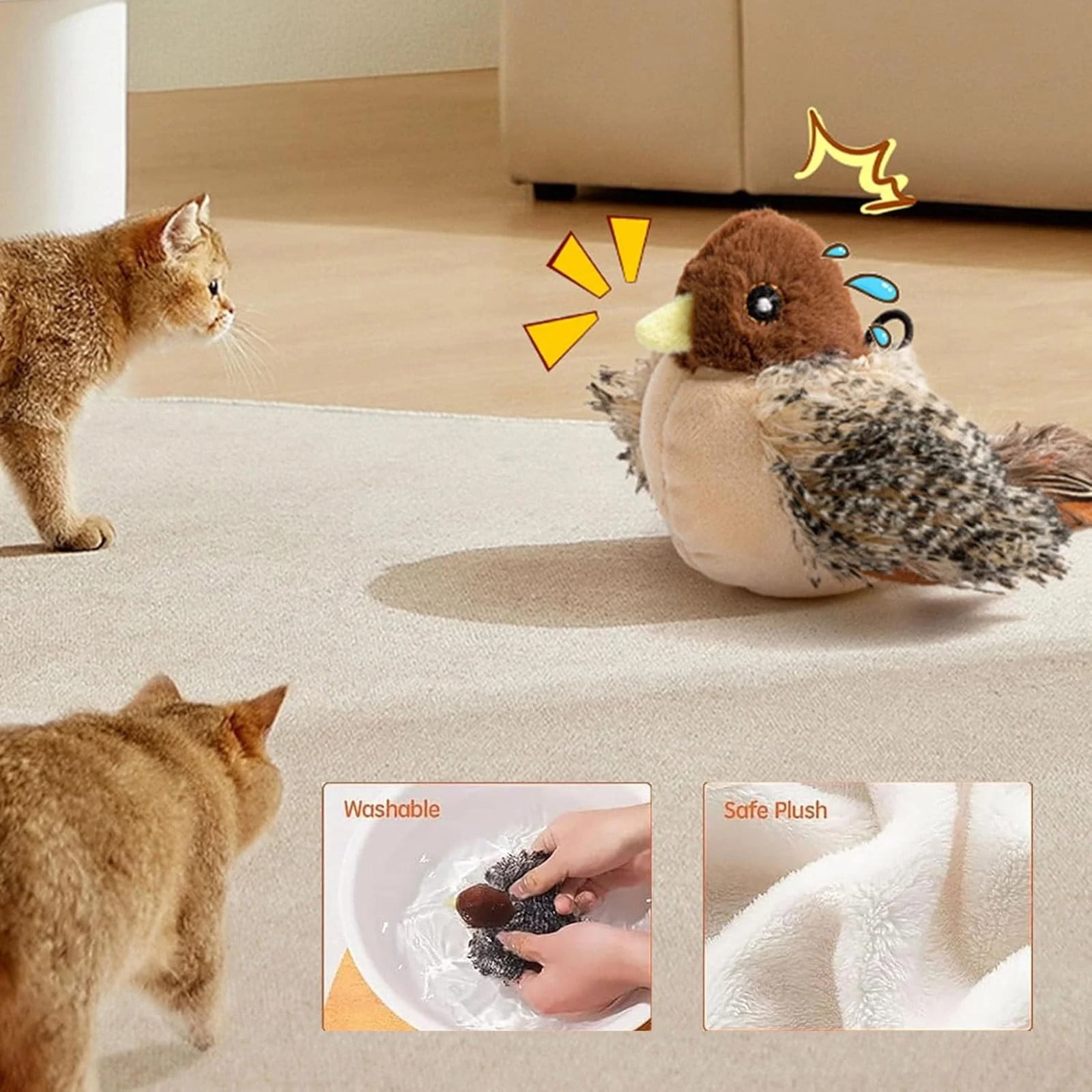 Sparrow Cat Toy, 2026 Upgrade Interactive Chirping Sparrow Bird with ...