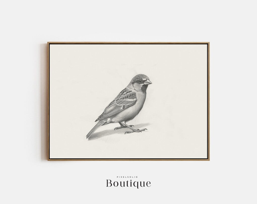 Sparrow Sketch, Nature Wall Decor, Minimalist Drawing Art Print ...